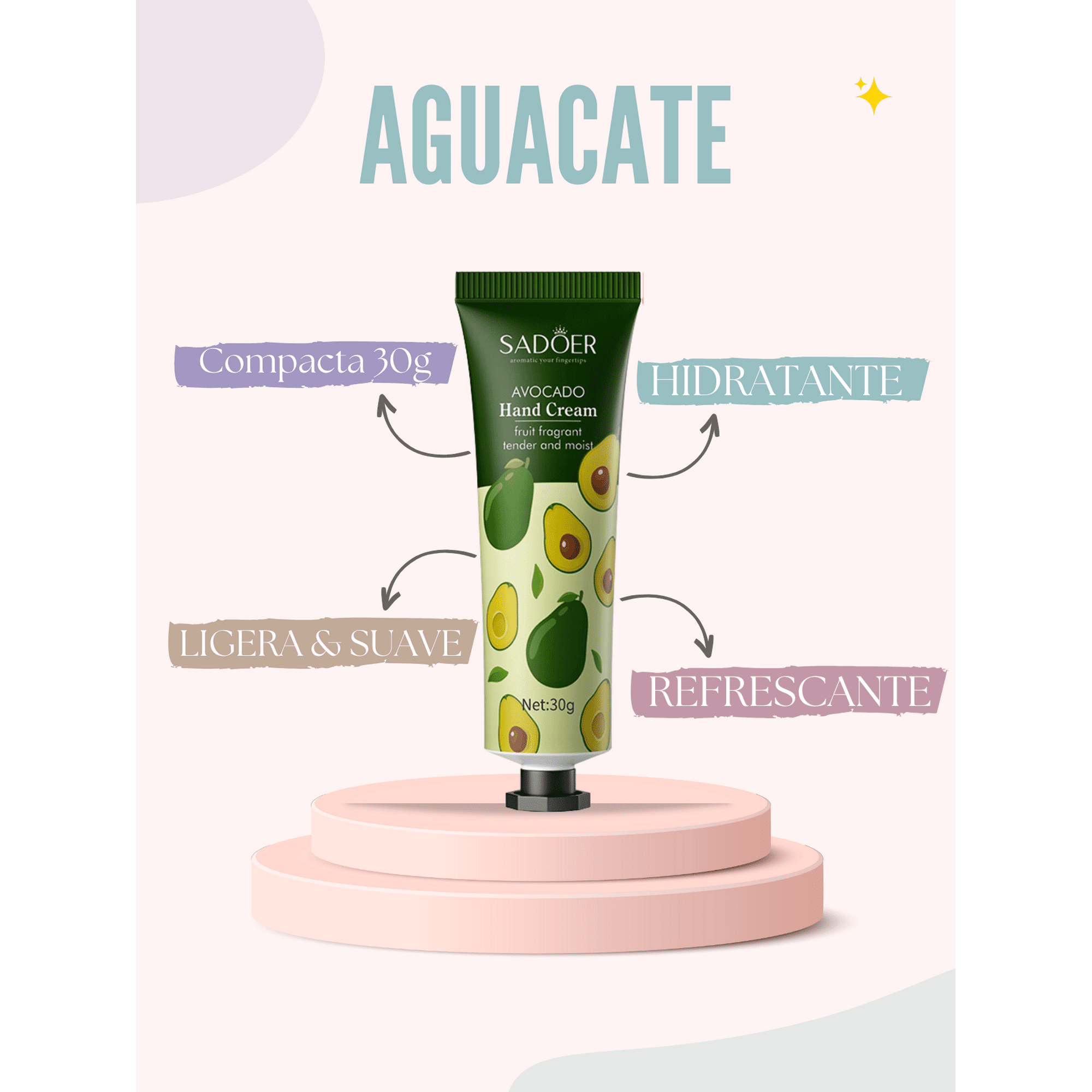 Crema de Manos de Bolsillo Sadoer Fragancia Aguacate | Walmart en línea