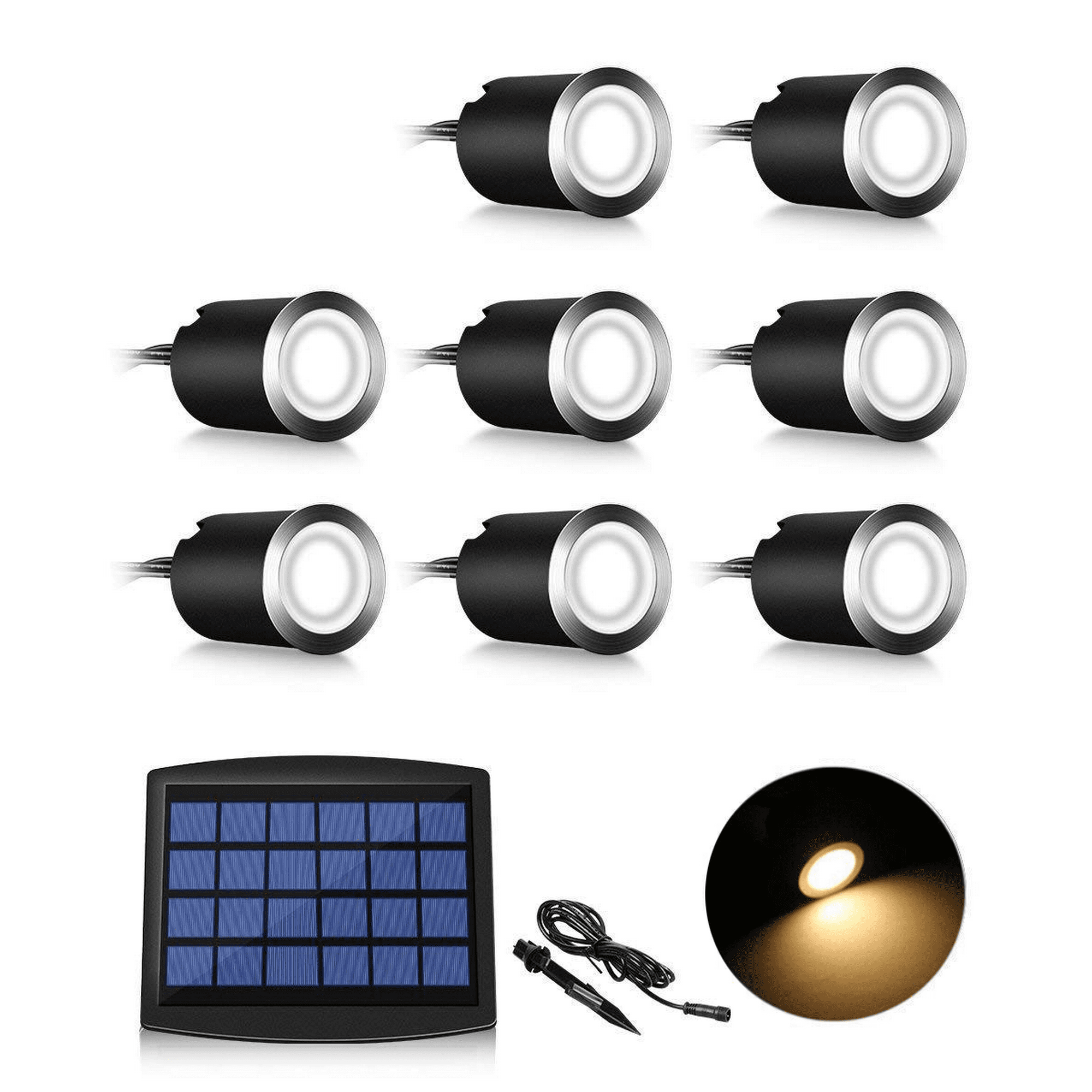 Paquete de 8 mini focos LED Luz LED solar empotrada en el suelo, 3 W ...