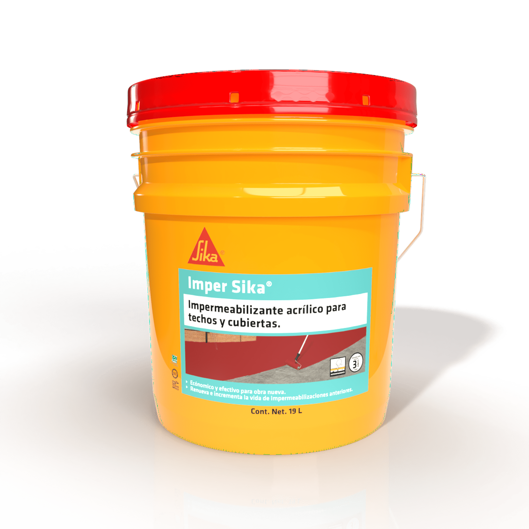 Sika Impermeabilizante Acril Techo Power 4 años 19 Litros Color Rojo ...