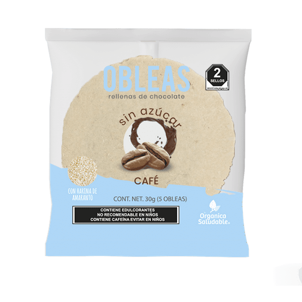 Obleas amaranto rellenas de chocolate sin azúcar Café Organica y ...