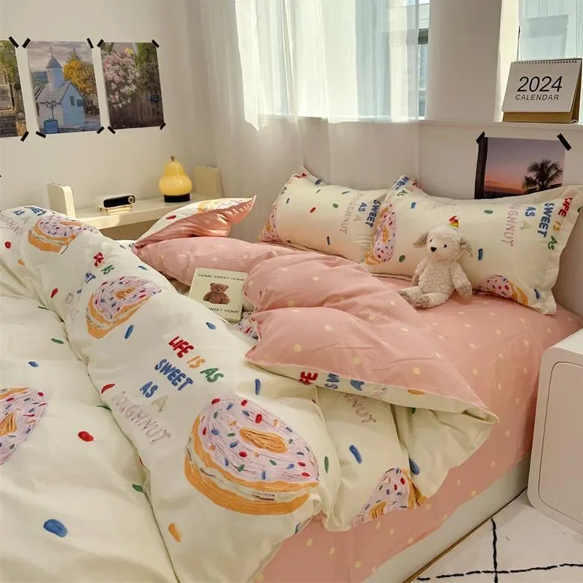 Sanrio Kuromi Hello Kitty-edredón de cama, juego de cuatro piezas ...