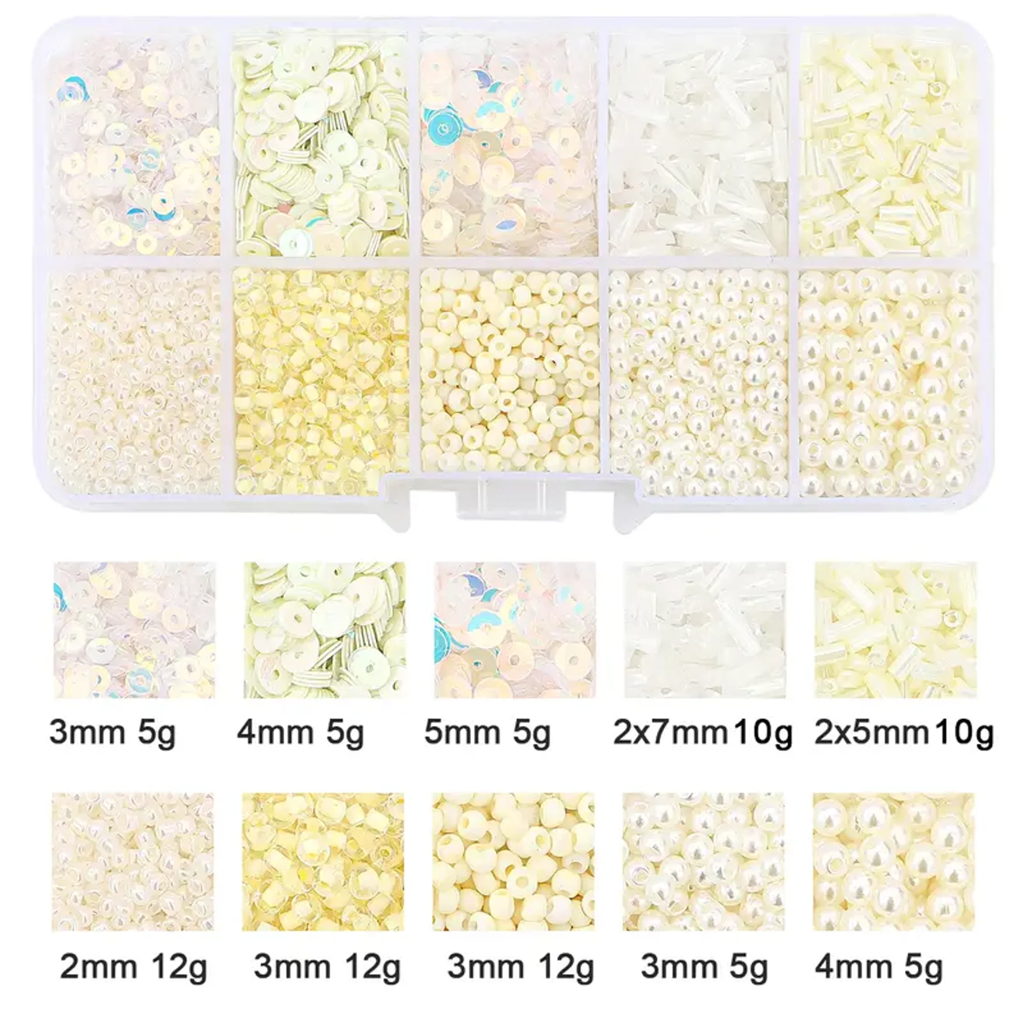 10 Grid Set Box Rice Bead Sequins Imitation Pearl Material Pack 1 Box ...