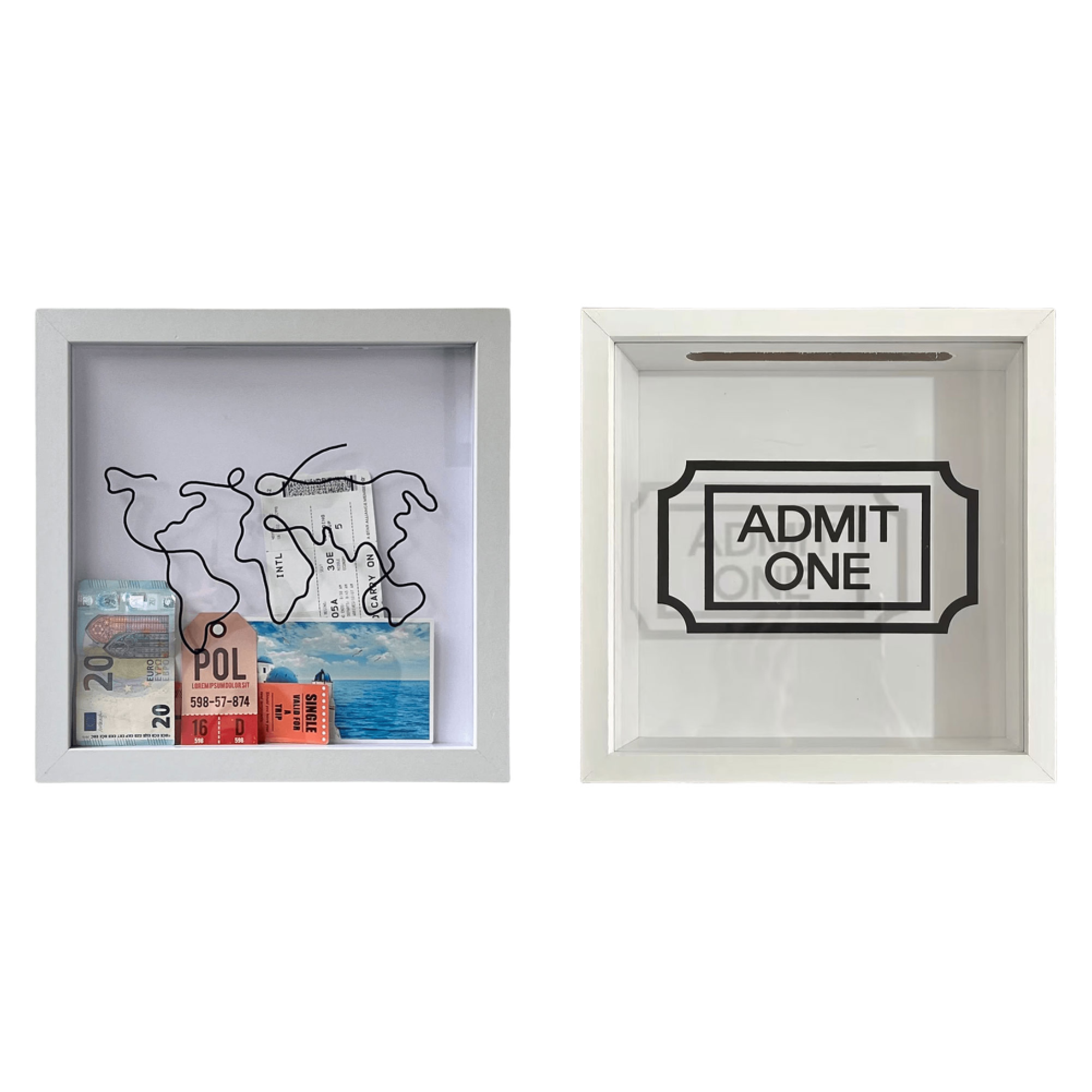 Shadow Box Frame Money Box Memory Box para niños y adultos (mapa de ...