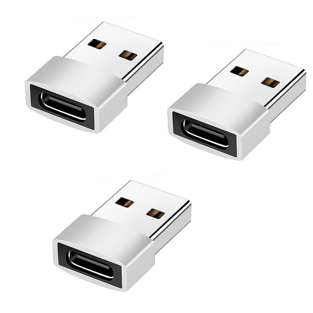 Adaptador USB A a USB C Plata, Adaptador USB C Hembra a USB Macho 3 Piezas | Bodega Aurrera en línea