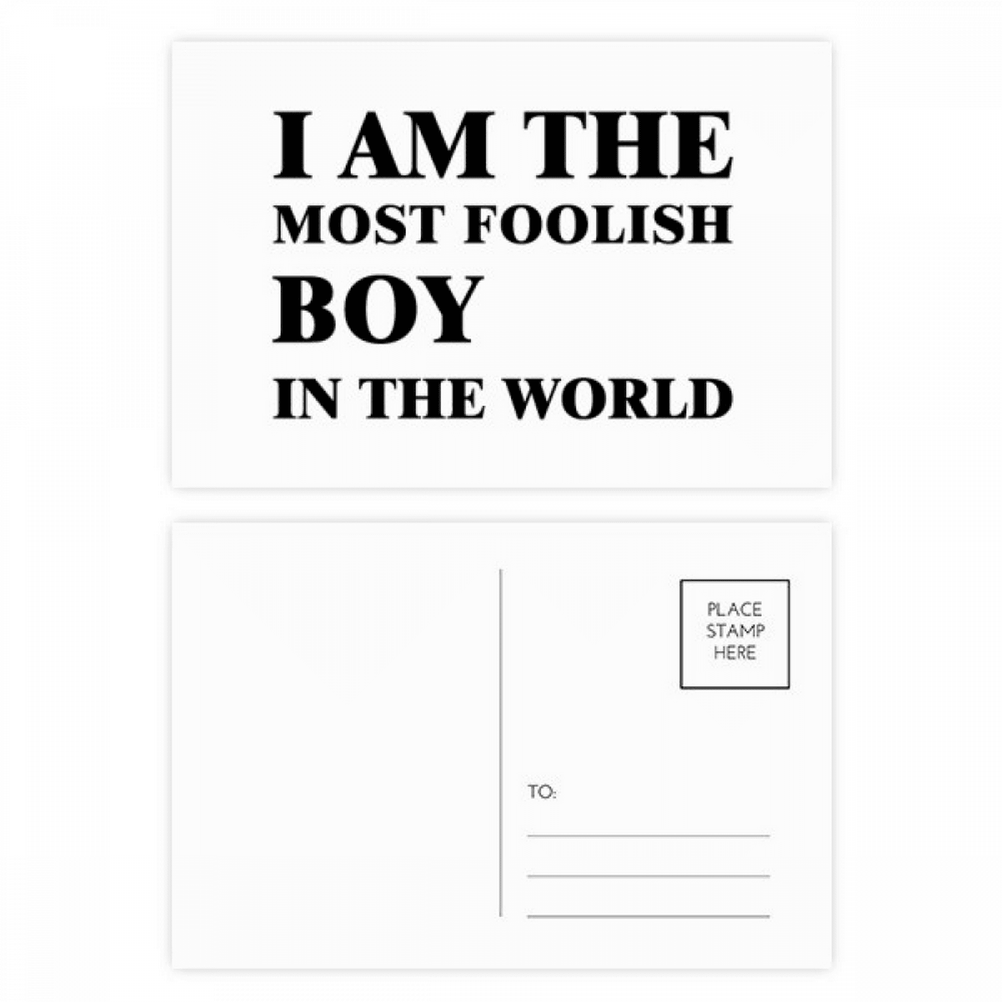 Yo soy el chico tonto Set cumpleaños gracias tarjeta postal correo lado ...