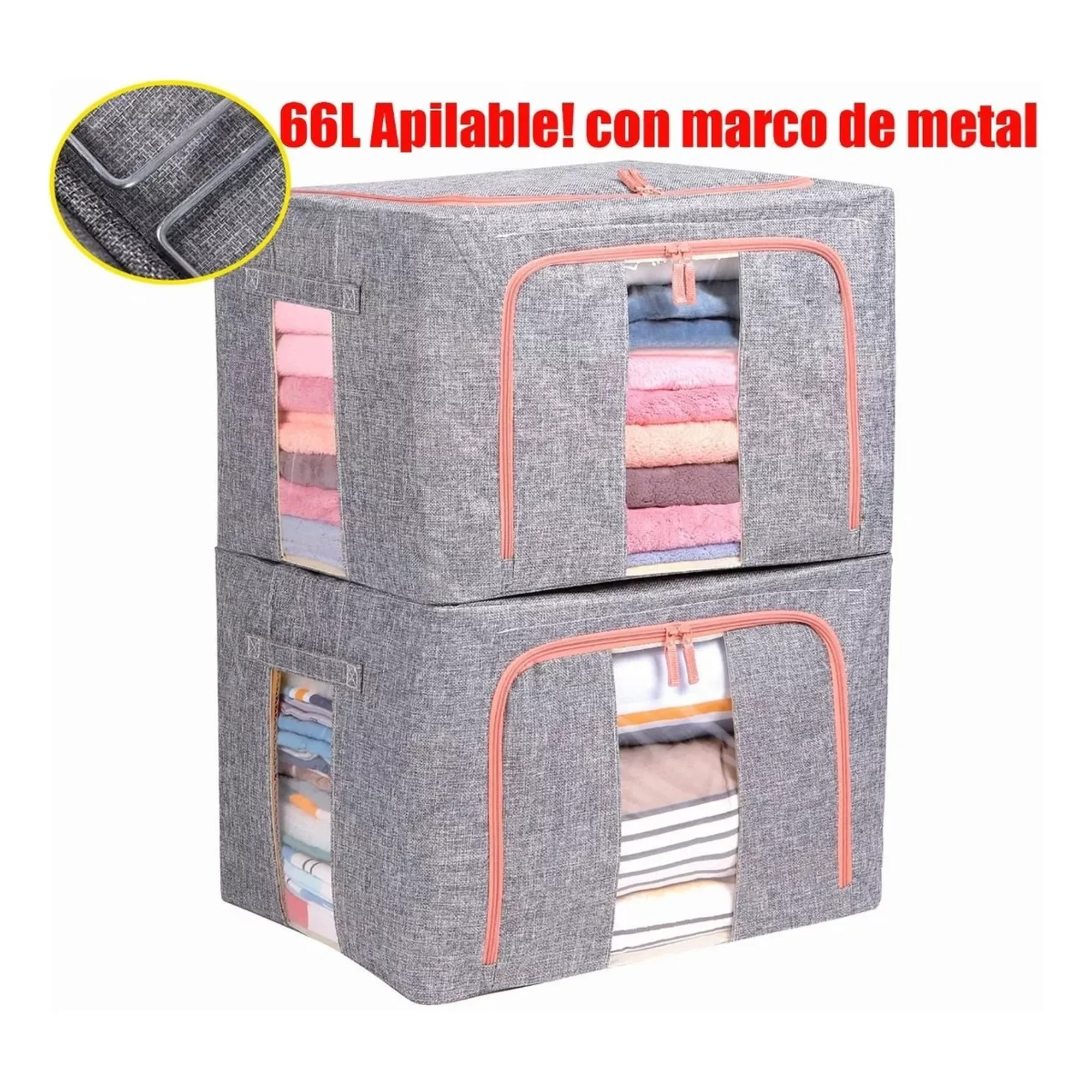 66l Cajas Almacenamiento Plegables Con Estructura De Metal | Walmart en ...