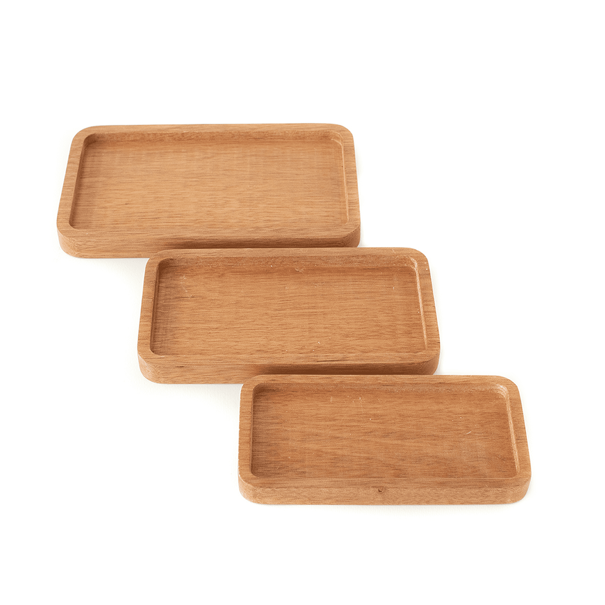 3 Pack de charolas rectangulares de madera multiusos para servir ...