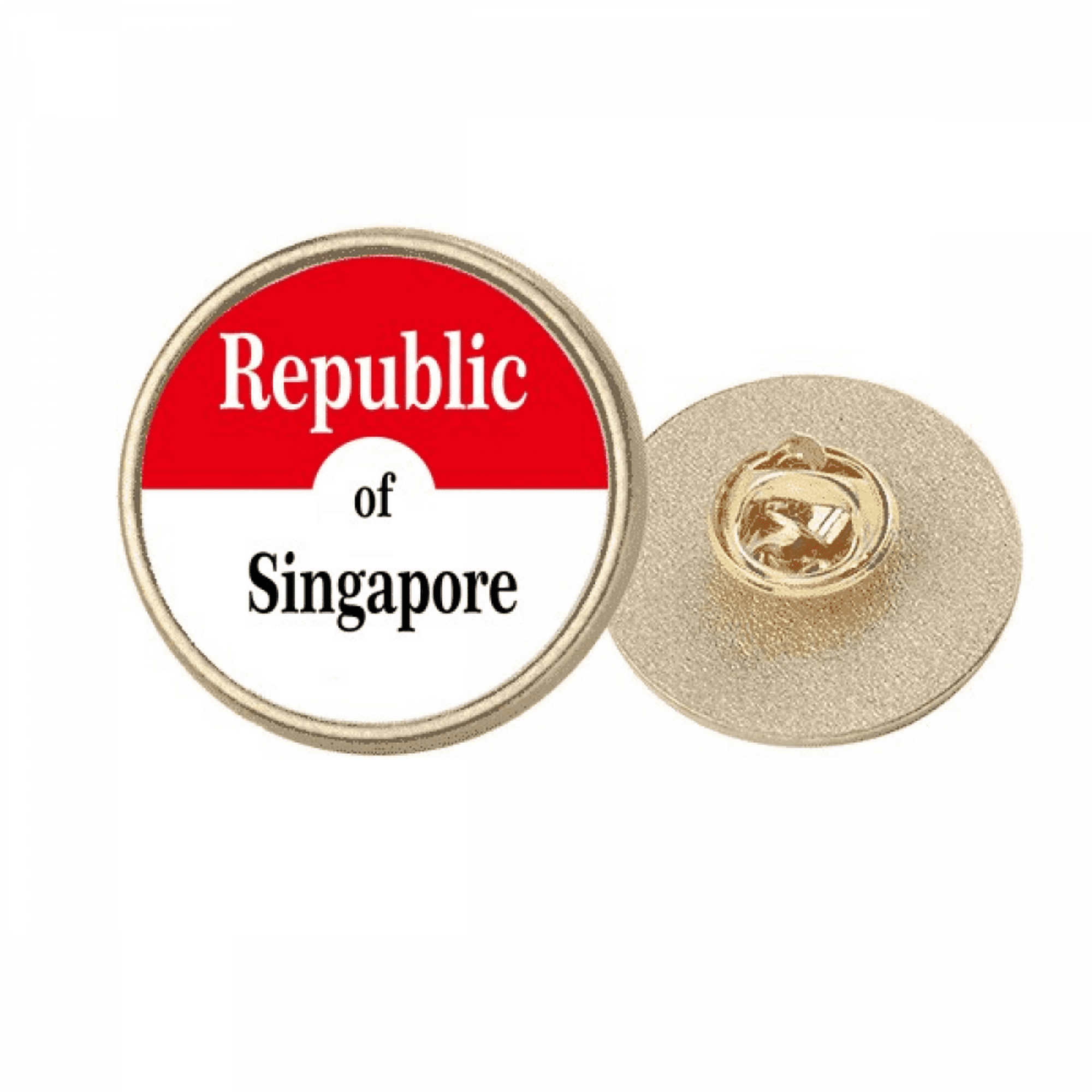 Singapore Lion City Flag color Broche de oro metálico circular ...