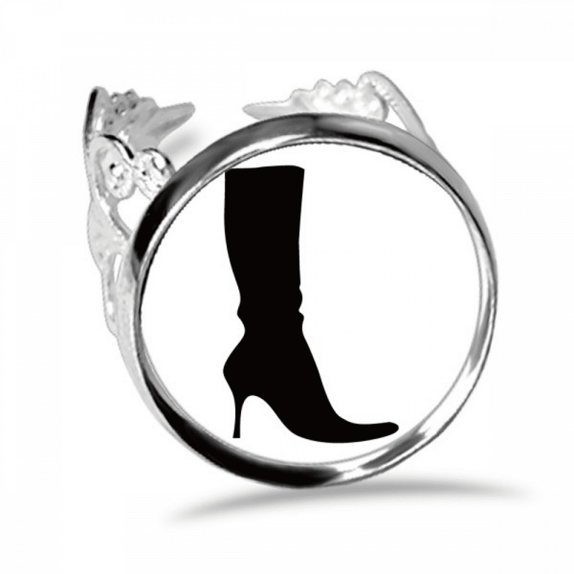 Patron simple Black botas altas silueta Anillo de compromiso de boda de ...