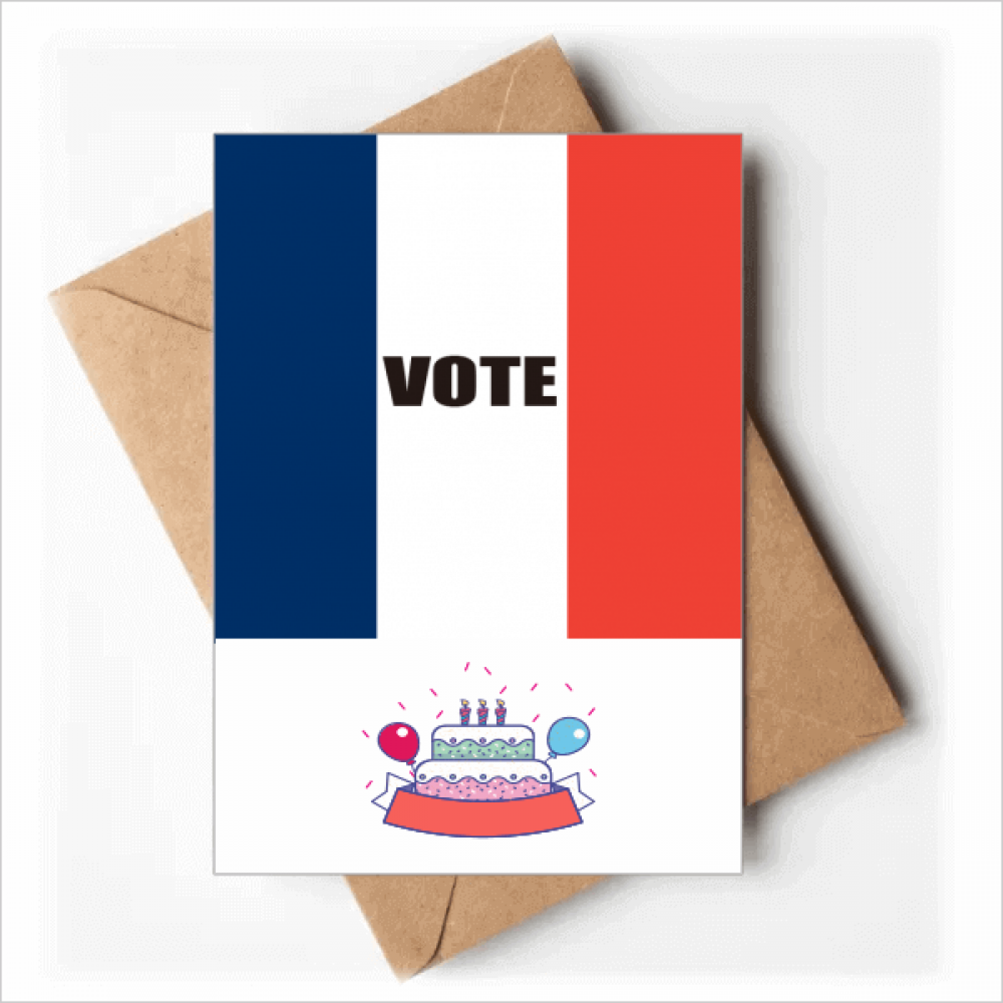 La bandera de Francia voto para elecciones generales Tarjetas de cumpleaños en sobres en blanco ...