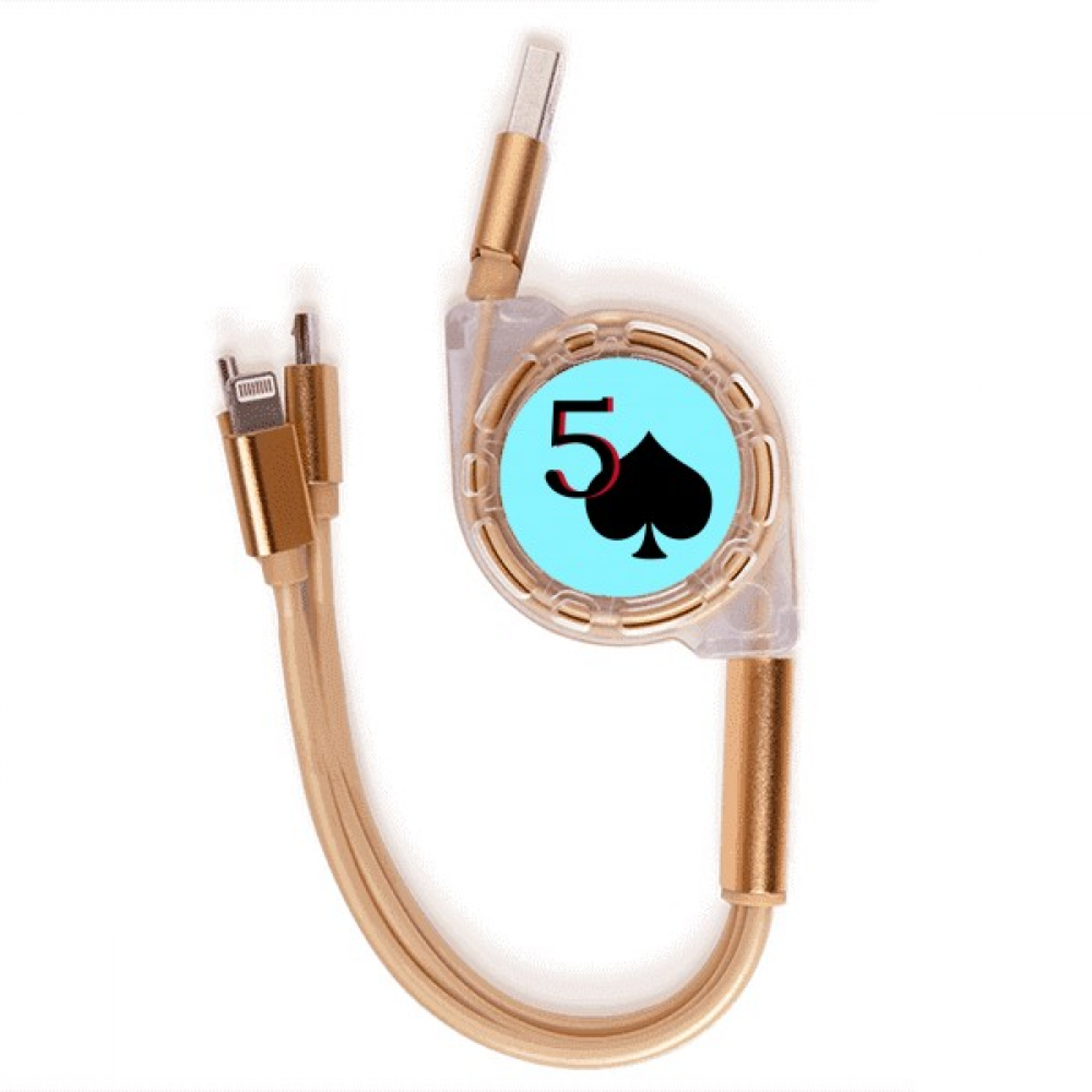 Cinco poker de espadas pacíficas. Cable de carga telescópico múltiples USB tres en uno | Bodega ...