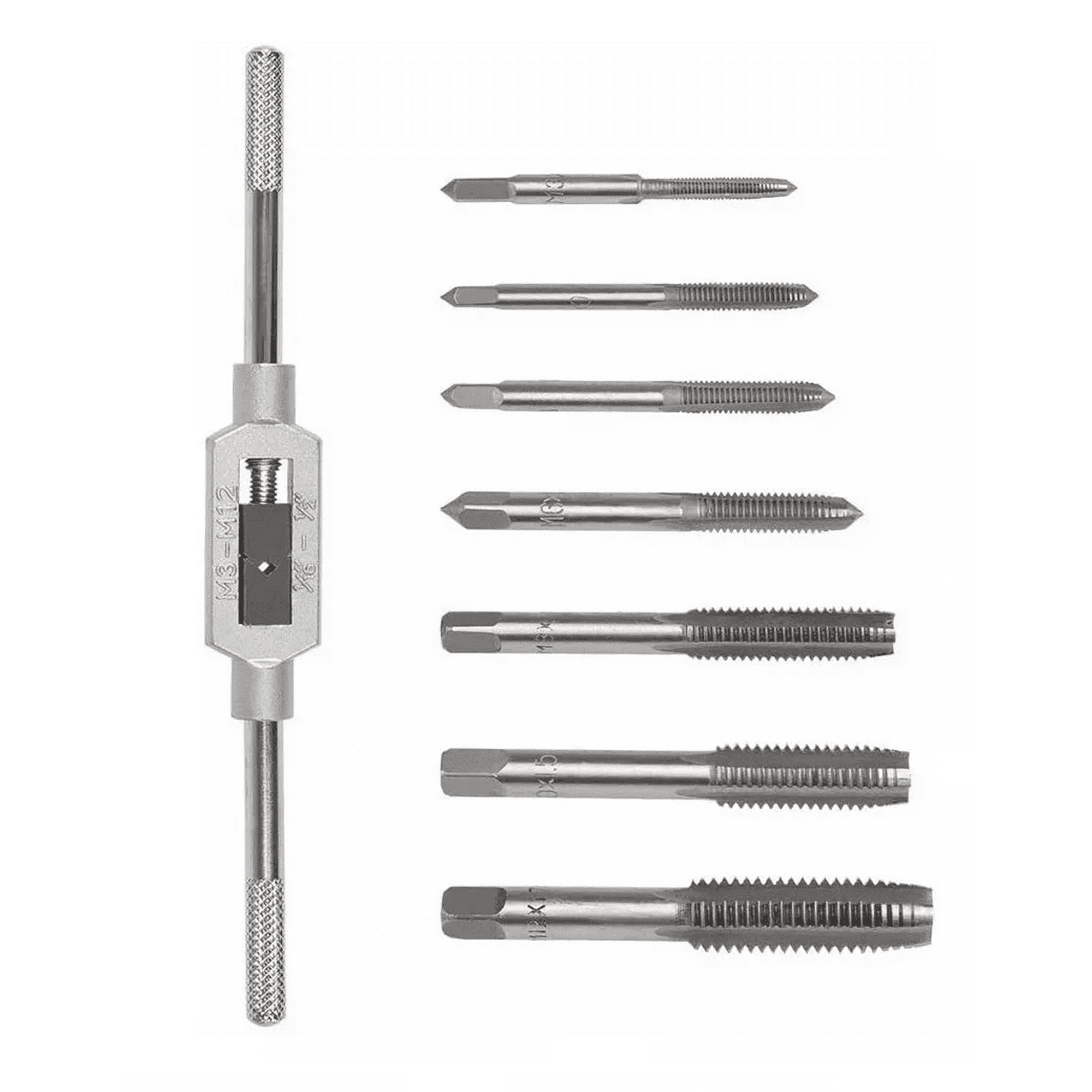 Kit De Machuelos Con Maneral Broca Tipo Matraca Ajustable Plata ...