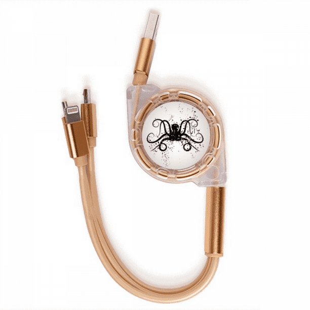 BLACK OCTOPUS vida marina ilustración Cable de carga telescópico ...