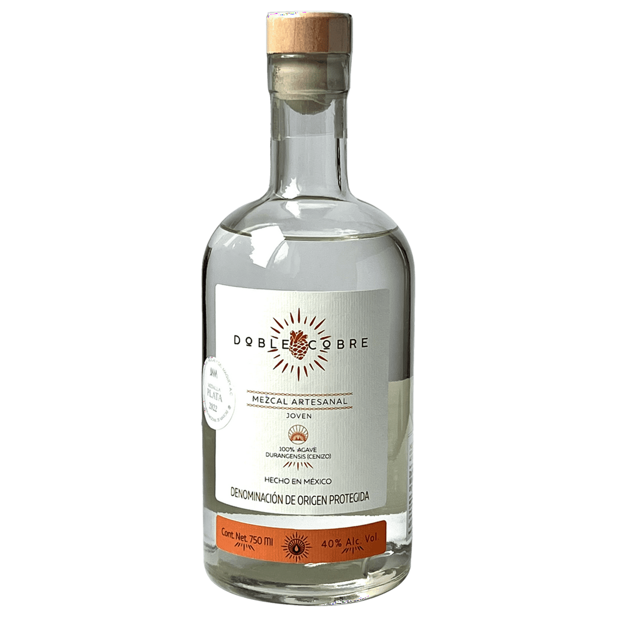 DOBLE COBRE | Mezcal Premium | Joven 100% Agave Cenizo DURANGENSIS | 40 ...