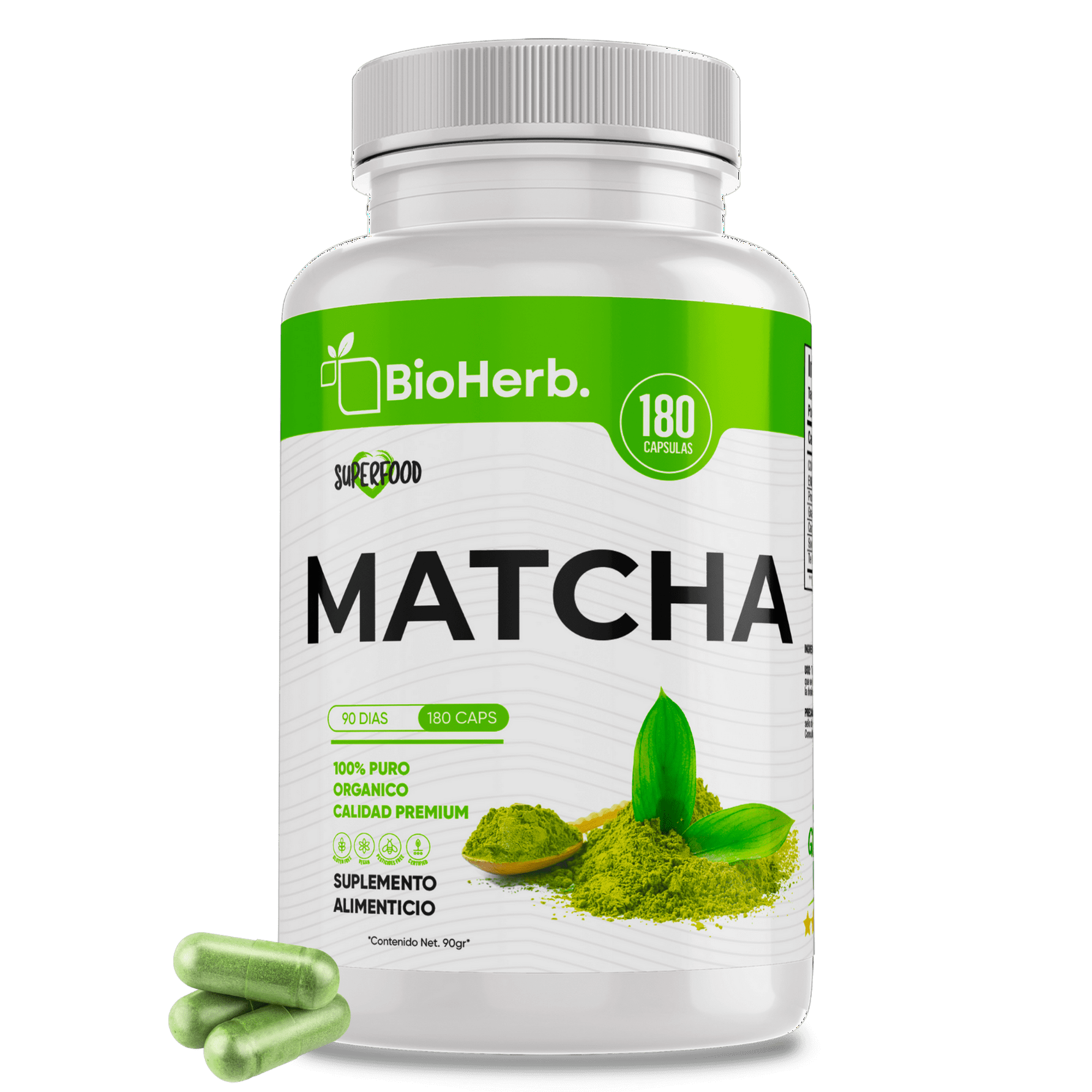 Matcha 100% Puro (180 Capsulas 500mg) |ORGANICO | NATURAL | Para 90 ...
