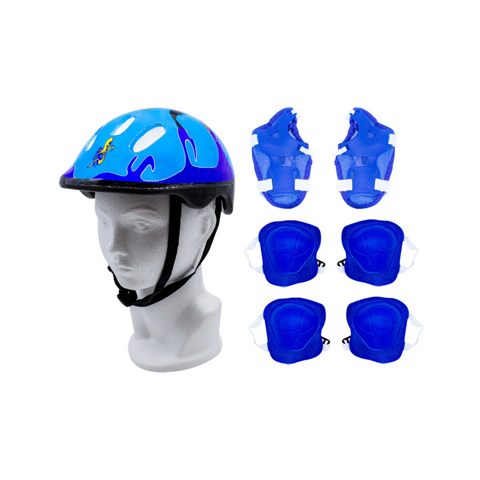Set Casco y Protecciones Infantil Azul De Seguridad Diseño Pulpo ...