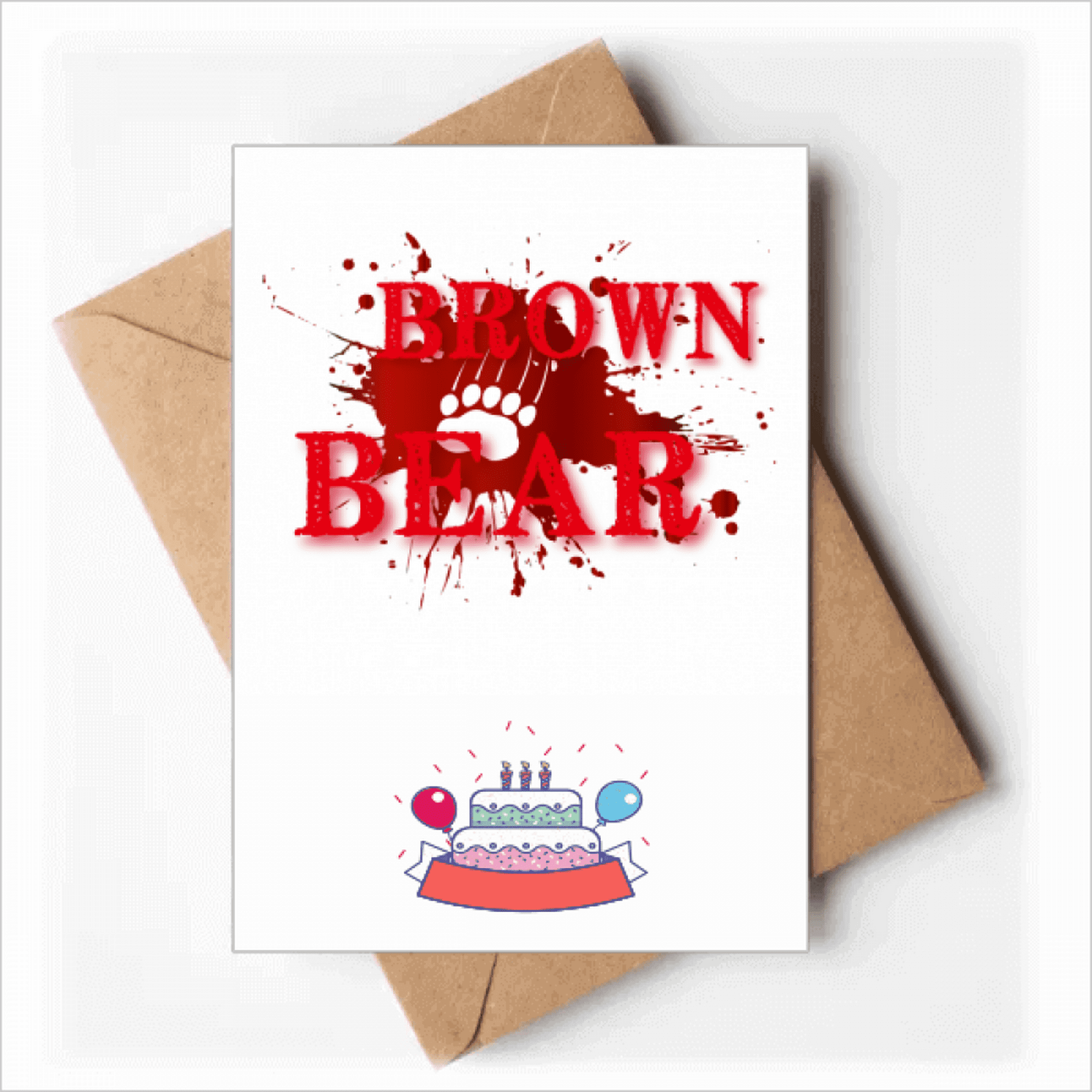 Pata de oso pardo Tarjetas de cumpleaños en sobres en blanco | Walmart ...