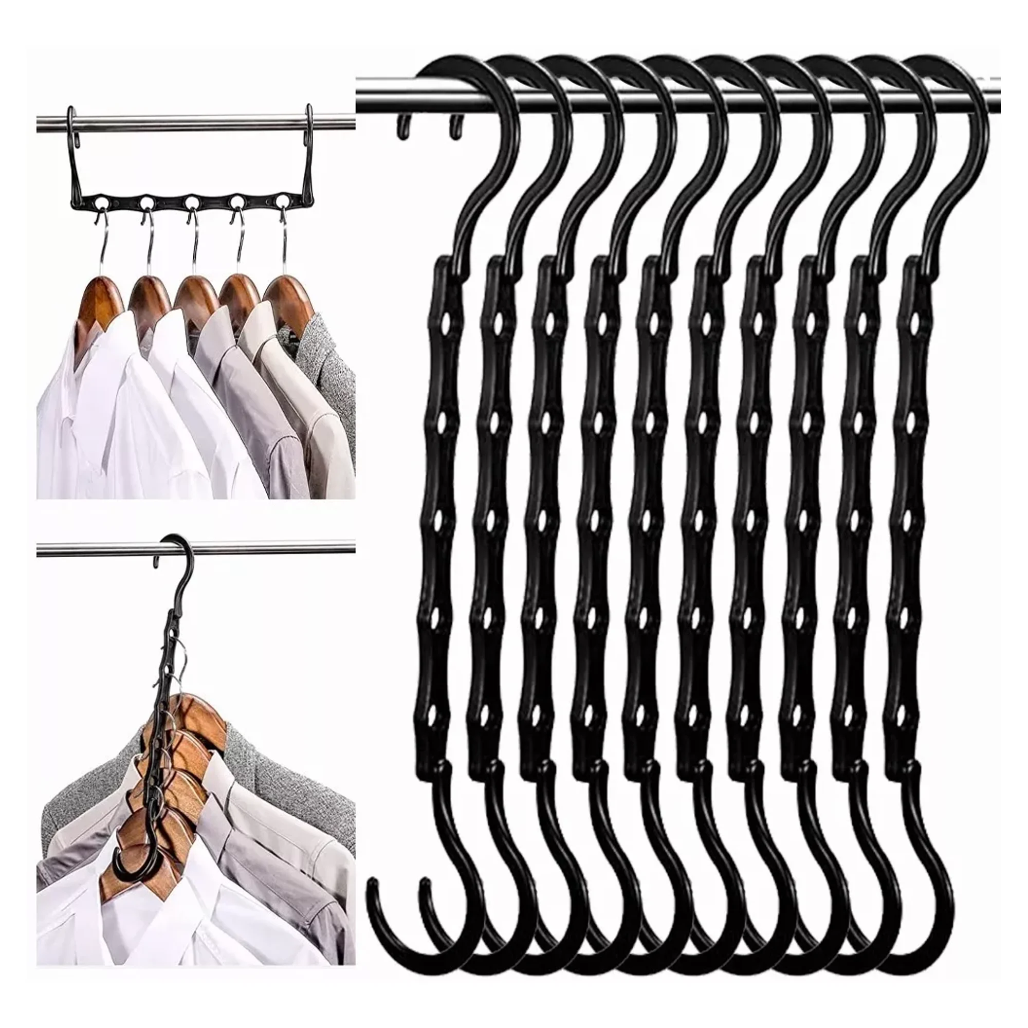 Magic Hangers Paquete de 10 ganchos para ropa que ahorran espacio ER ...