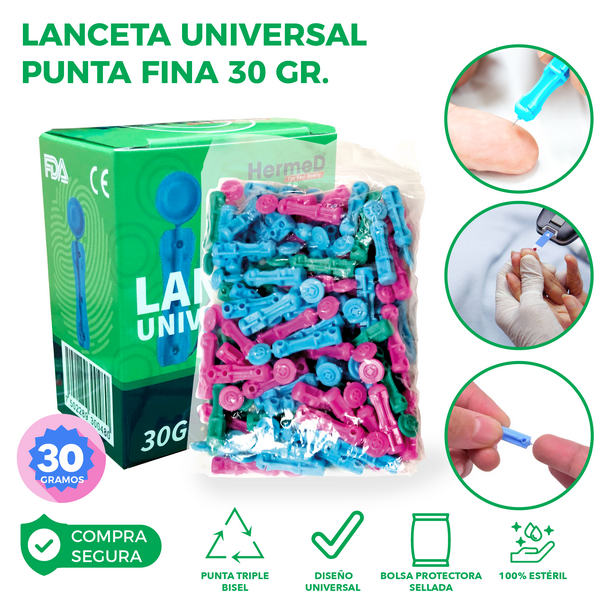 Lancetas Universales caja con 100 pzs Hermed universal | Walmart en línea