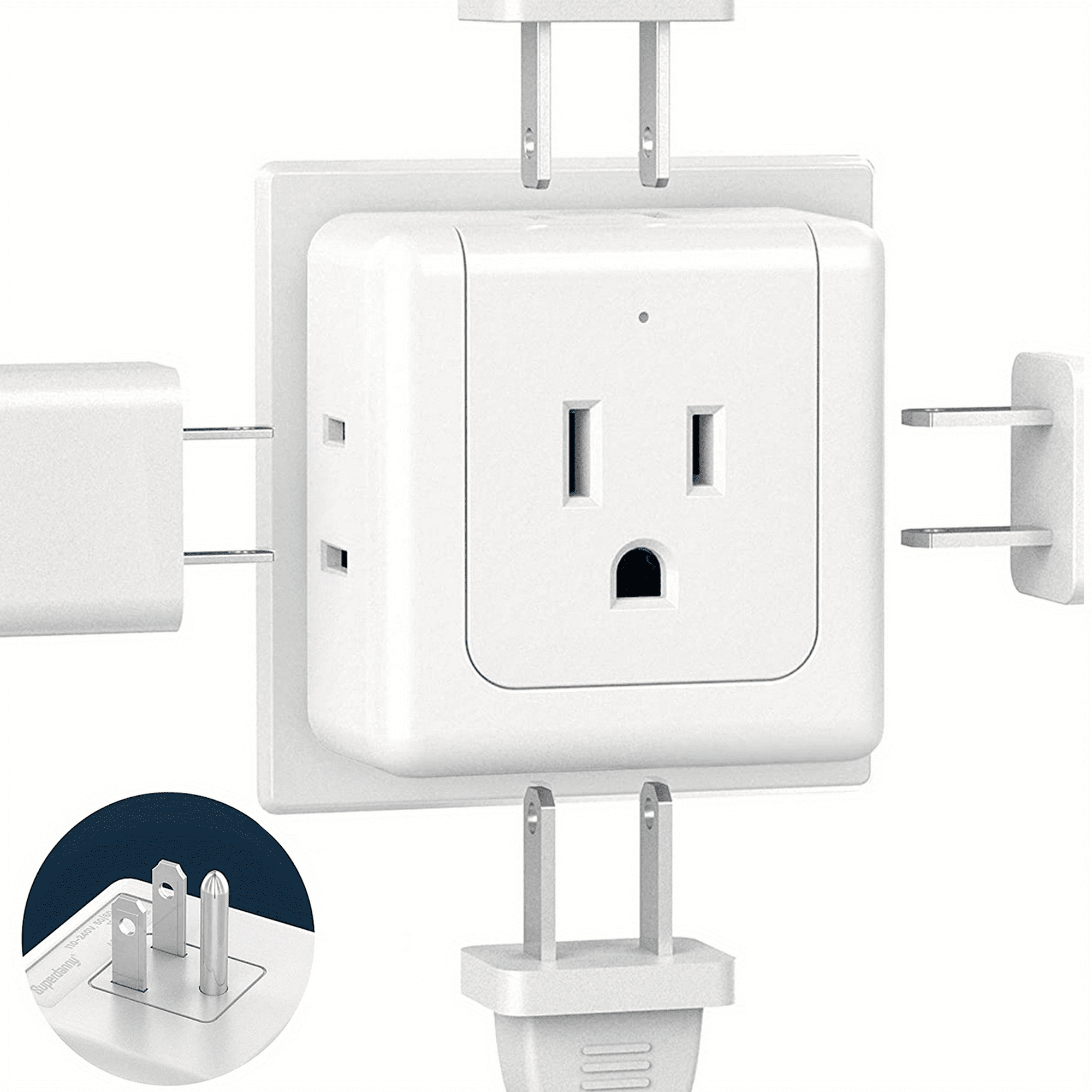2 Pack Wall Outlet Extender 5 Way Outlet Splitter---MDL: SX560 | Bodega ...