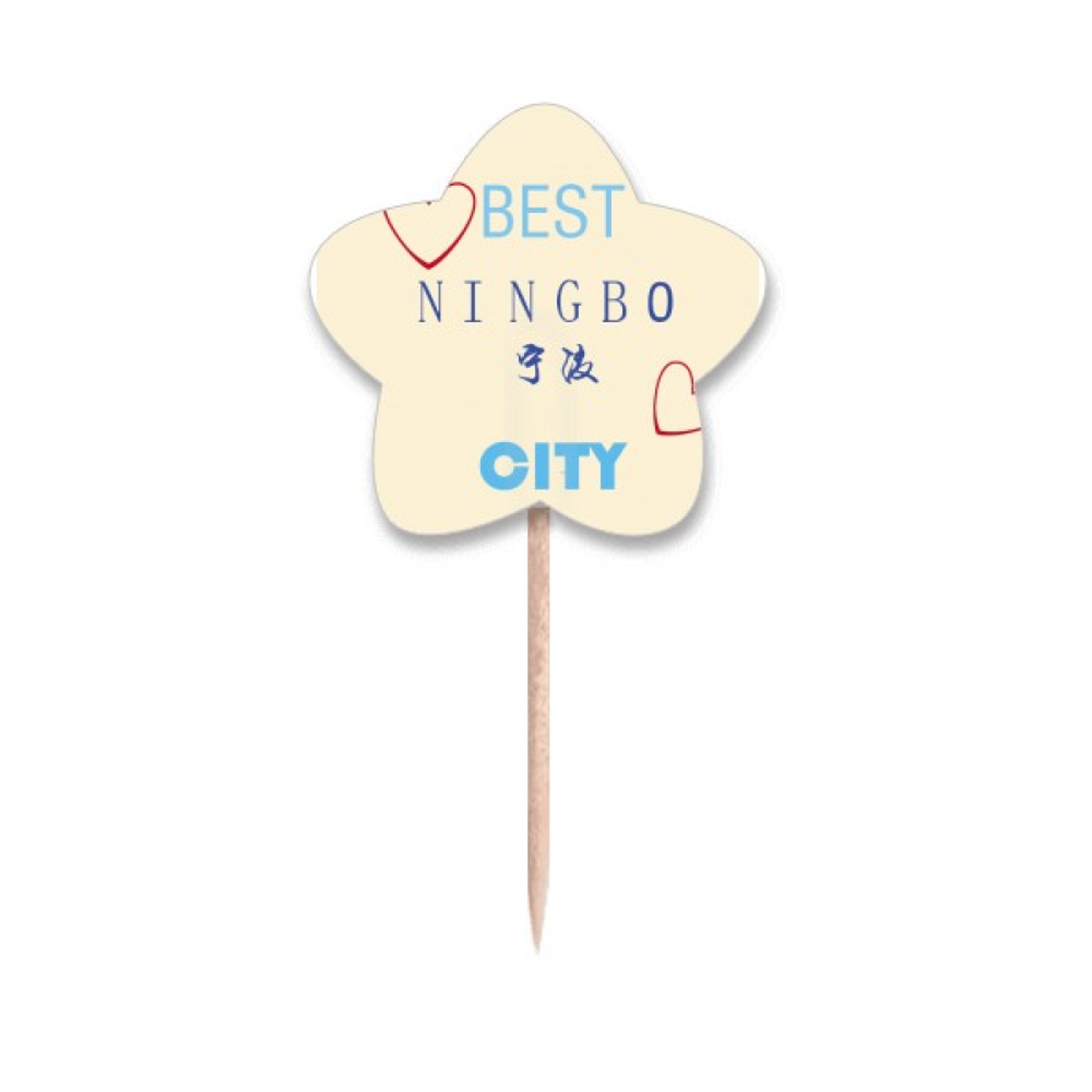 Port City Ningbo logo Selección de pastelitos Star lable Flag en ...
