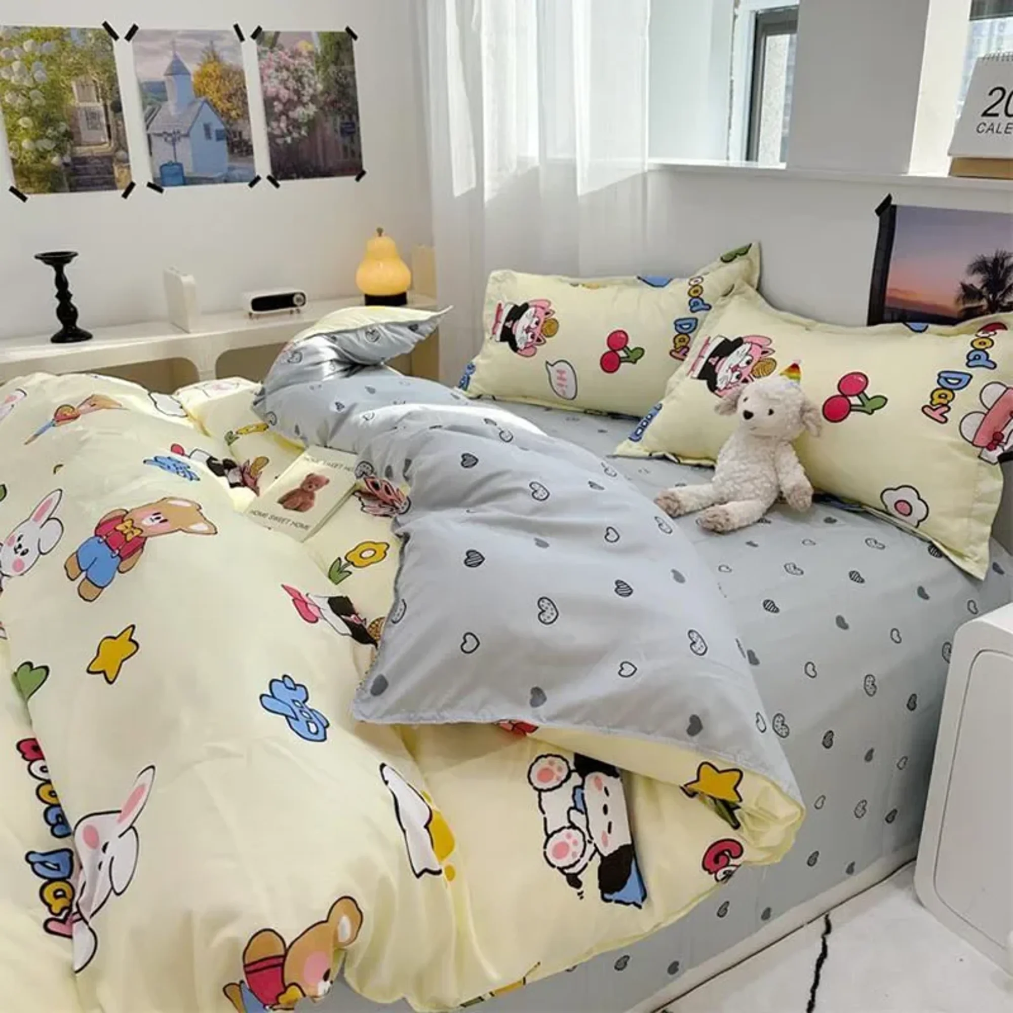 Sanrio Kuromi Hello Kitty-edredón de cama, juego de cuatro piezas ...