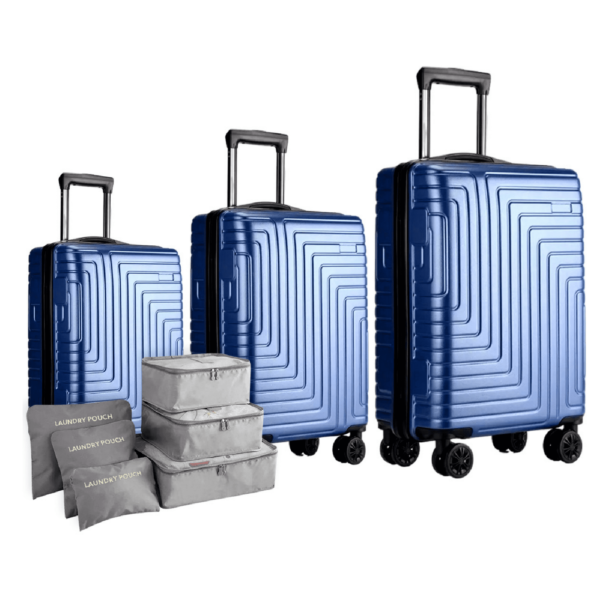 Set De 3 Maletas De Viaje Resistentes 4 Ruedas con Obsequio azul Lumax ...