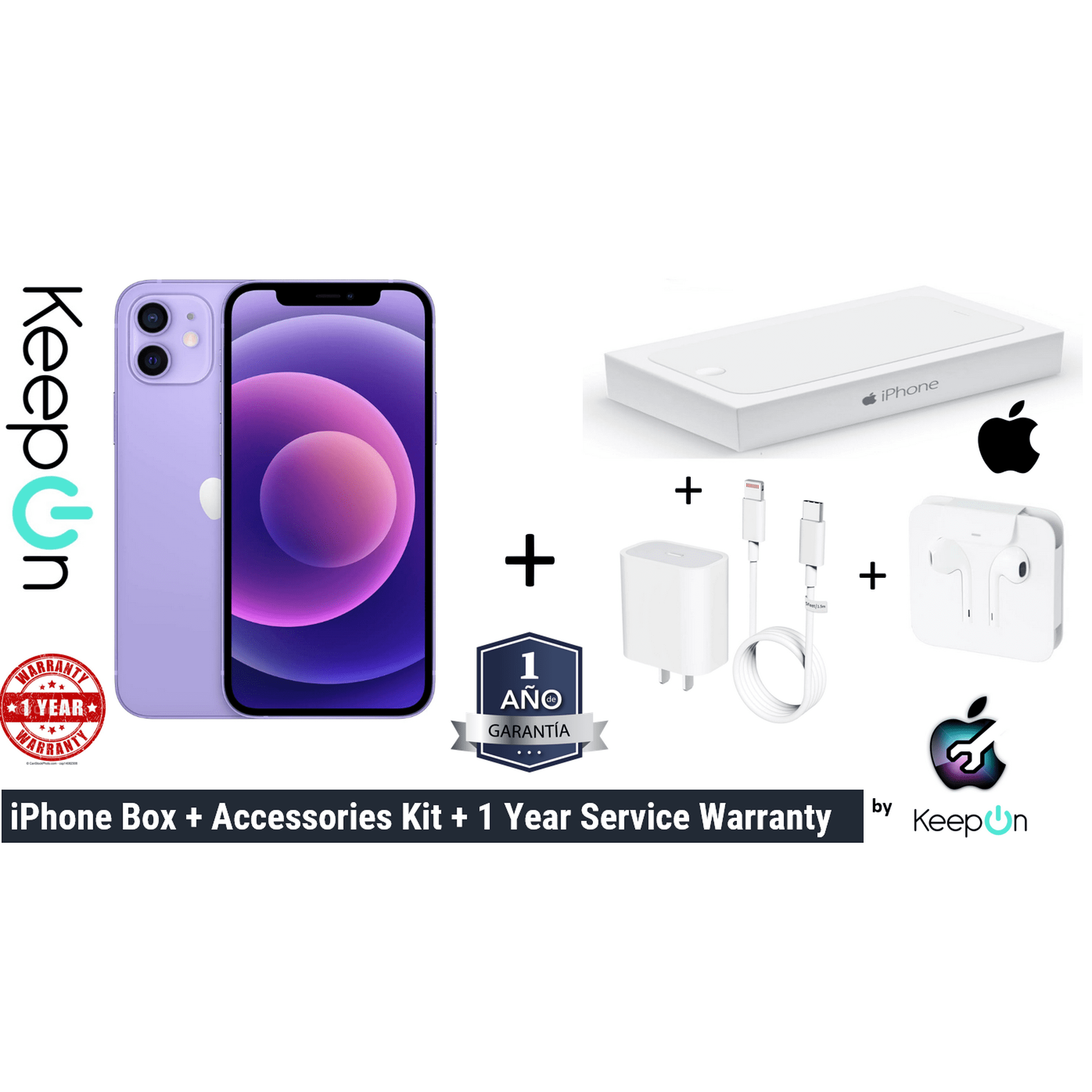 Apple iPhone 12 Mini Morado de 128GB, Incluye 1 año de Reparación ...