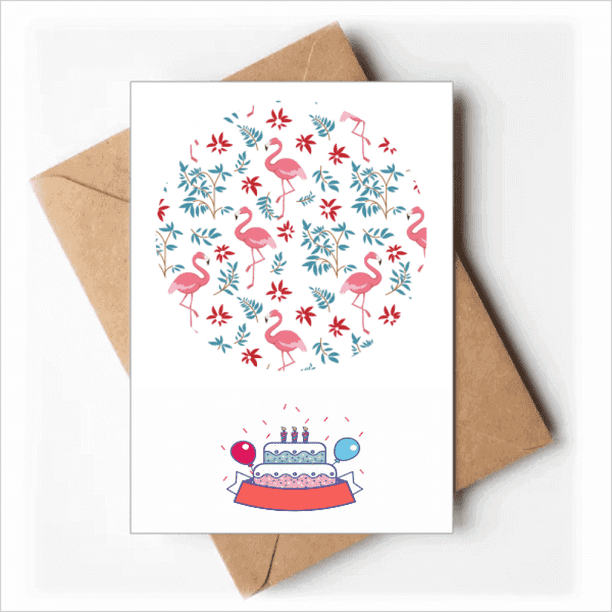 Flamingo patron plantas tropicales Tarjetas de cumpleaños en sobres en ...