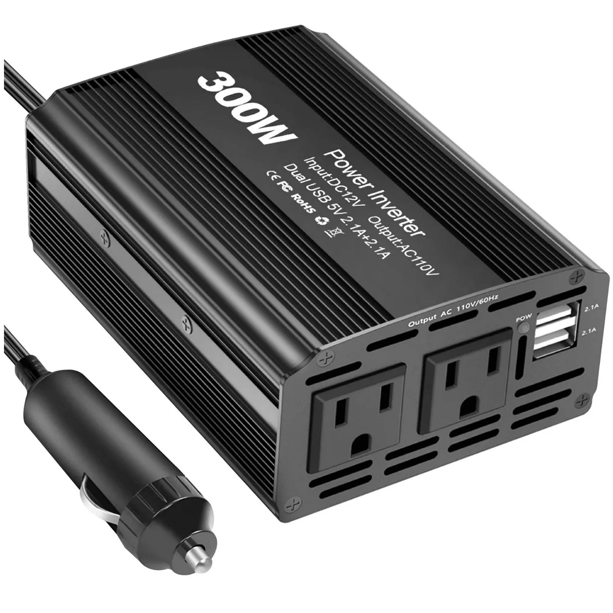 Inversor De Corriente Automático, 12v A 110v 300w, 2 Ac Y 2 Negro ...