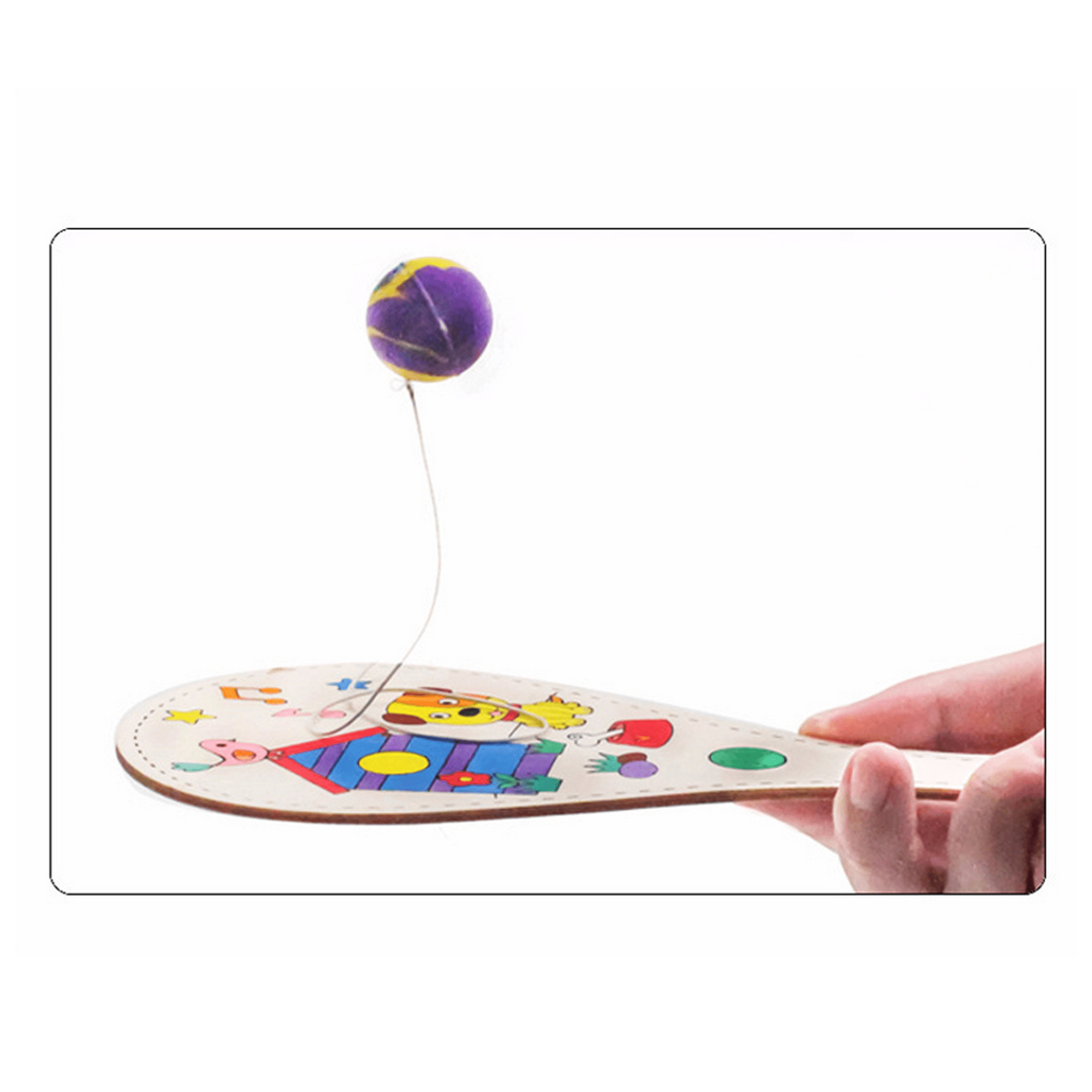 Raqueta de madera blanca de estilo aleatorio con pelota, juguete ...