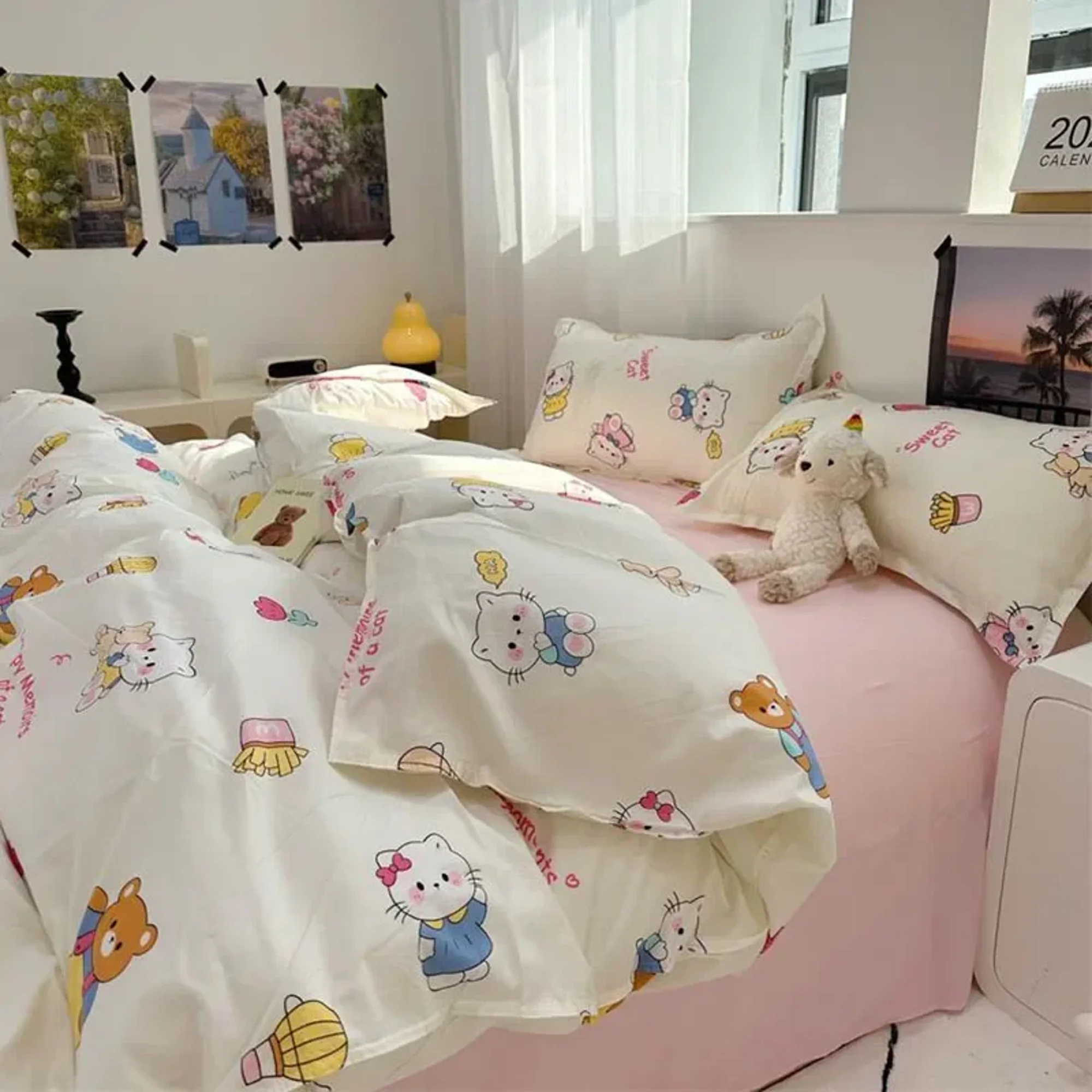 Sanrio Kuromi Hello Kitty-edredón de cama, juego de cuatro piezas ...