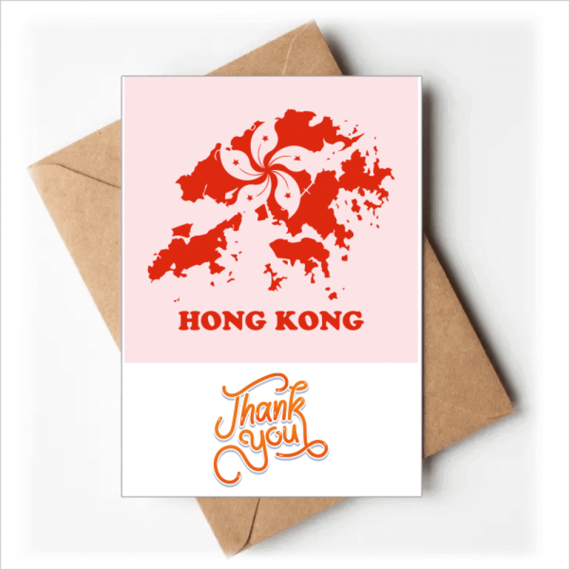 Mapa de Hong Kong Nota en blanco del sobre de la tarjeta de ...