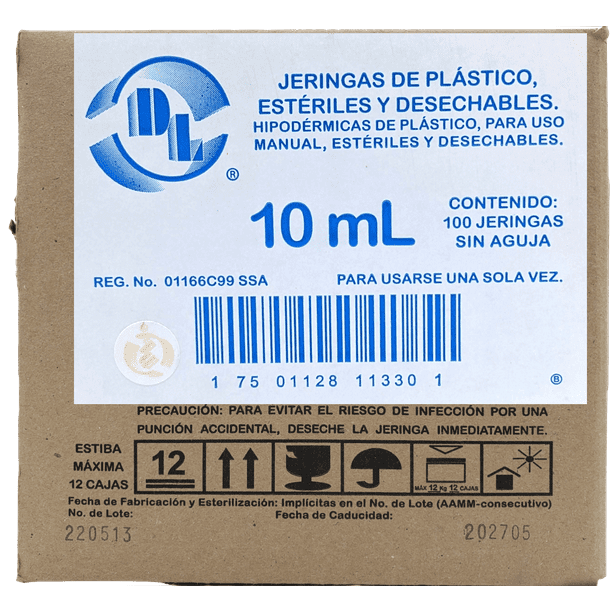 Jeringas De Plástico 10 Ml Sin Aguja caja con 100 piezas DL DL J10P | Walmart en línea