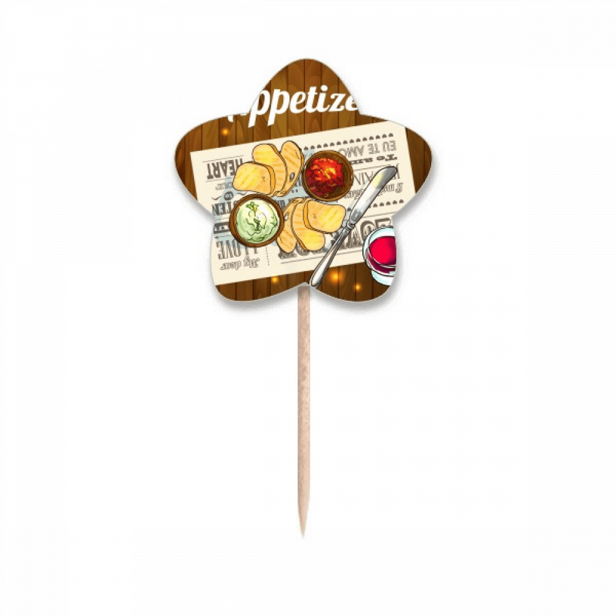 Aperitivo rebanada de pan vino Selección de pastelitos Star lable Flag ...