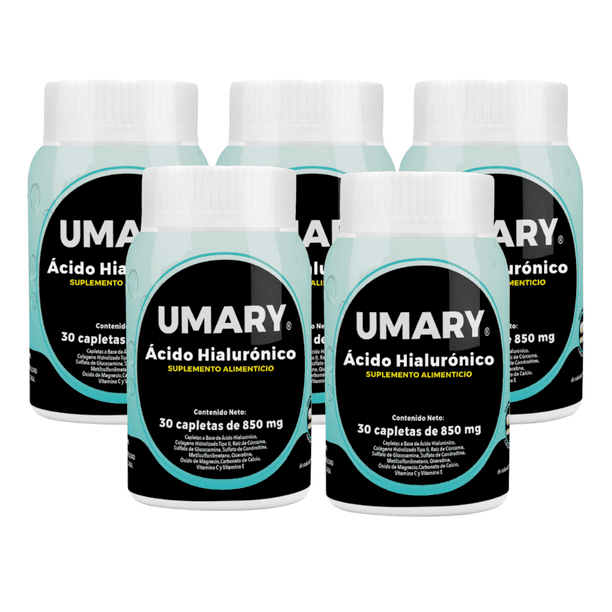UMARY Ácido Hialurónico con 30 Tabletas. Paquete de 5 azul cielo UMARY ...