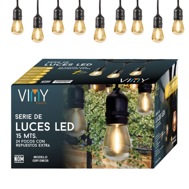 Serie De Luces Led 24 Focos Vintage 15 Metros 24w | Walmart en línea