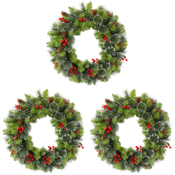 3uds. Colgantes de corona de cono de pino de Navidad artificial ...