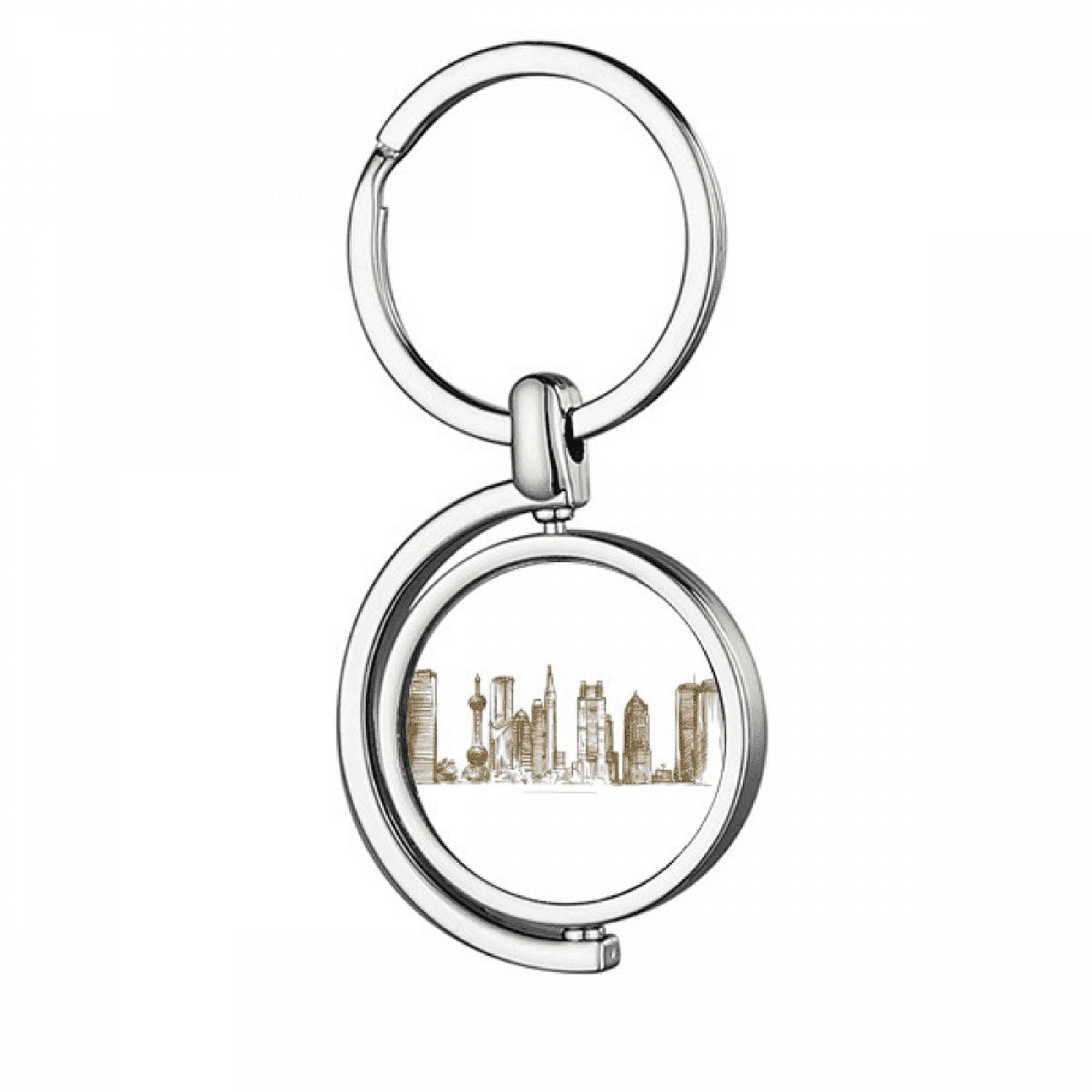 Bosquejo histórico Shanghai China Rotating keychain Metal Keyring ...