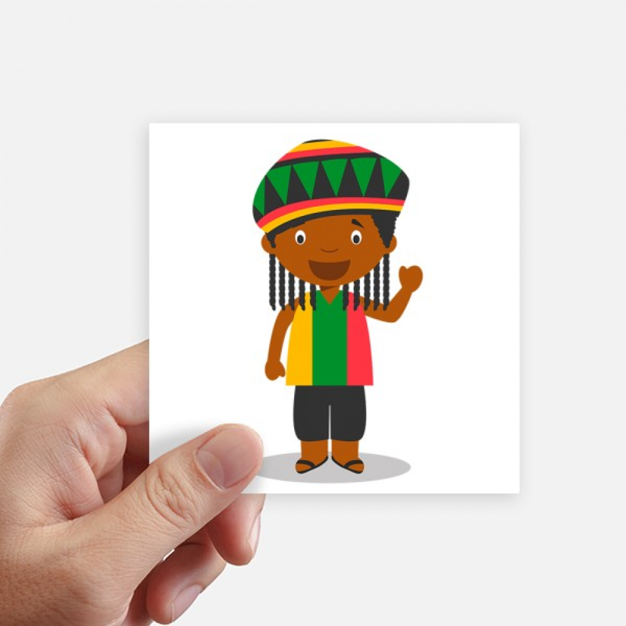 Black Wild Jamaica Cartoon Pegatinas de pared cuadrado de 10 cm maleta portatil Motobike Decal ...