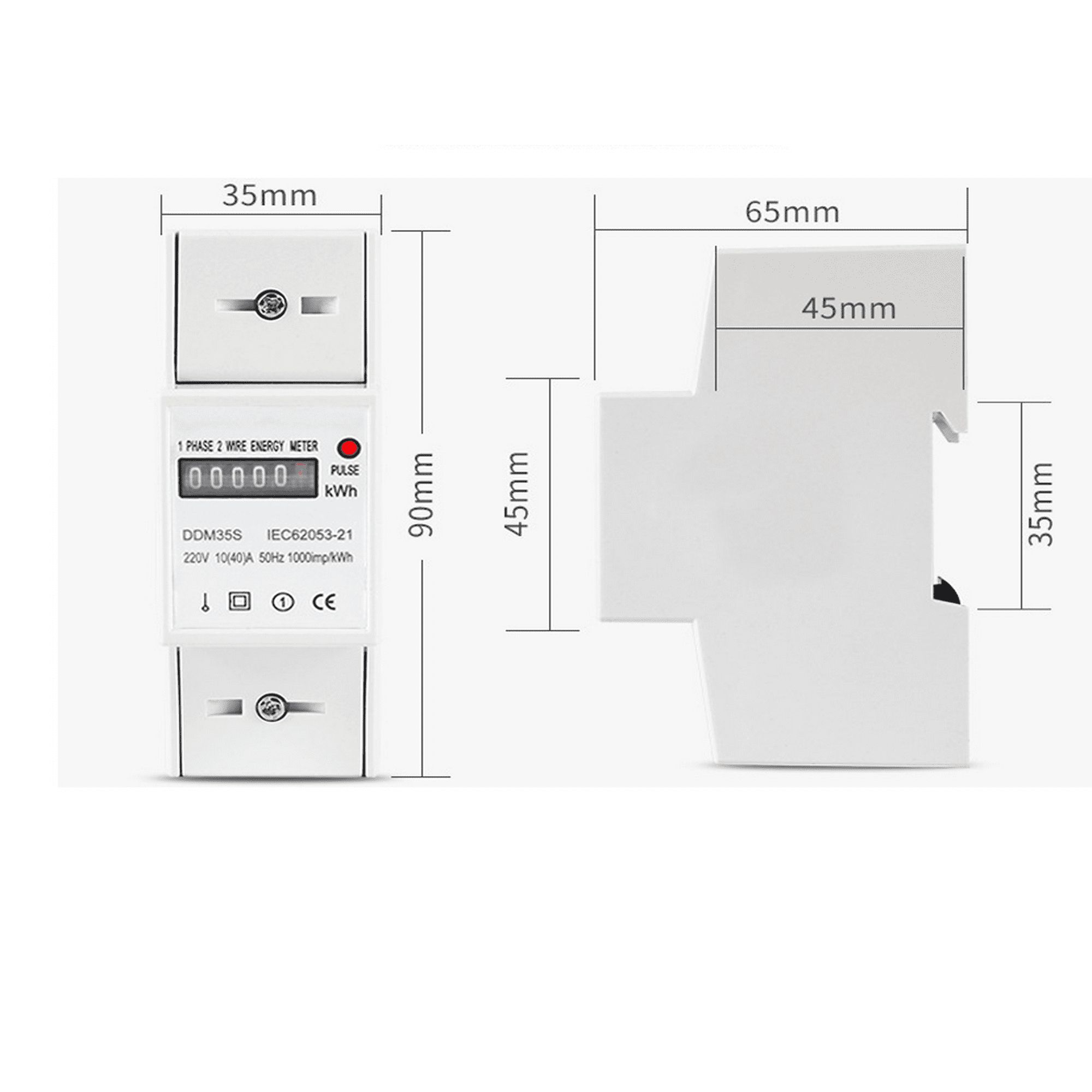Contador de electricidad 220 V 1 fase 2 hilos 2P Contadores de energía ...