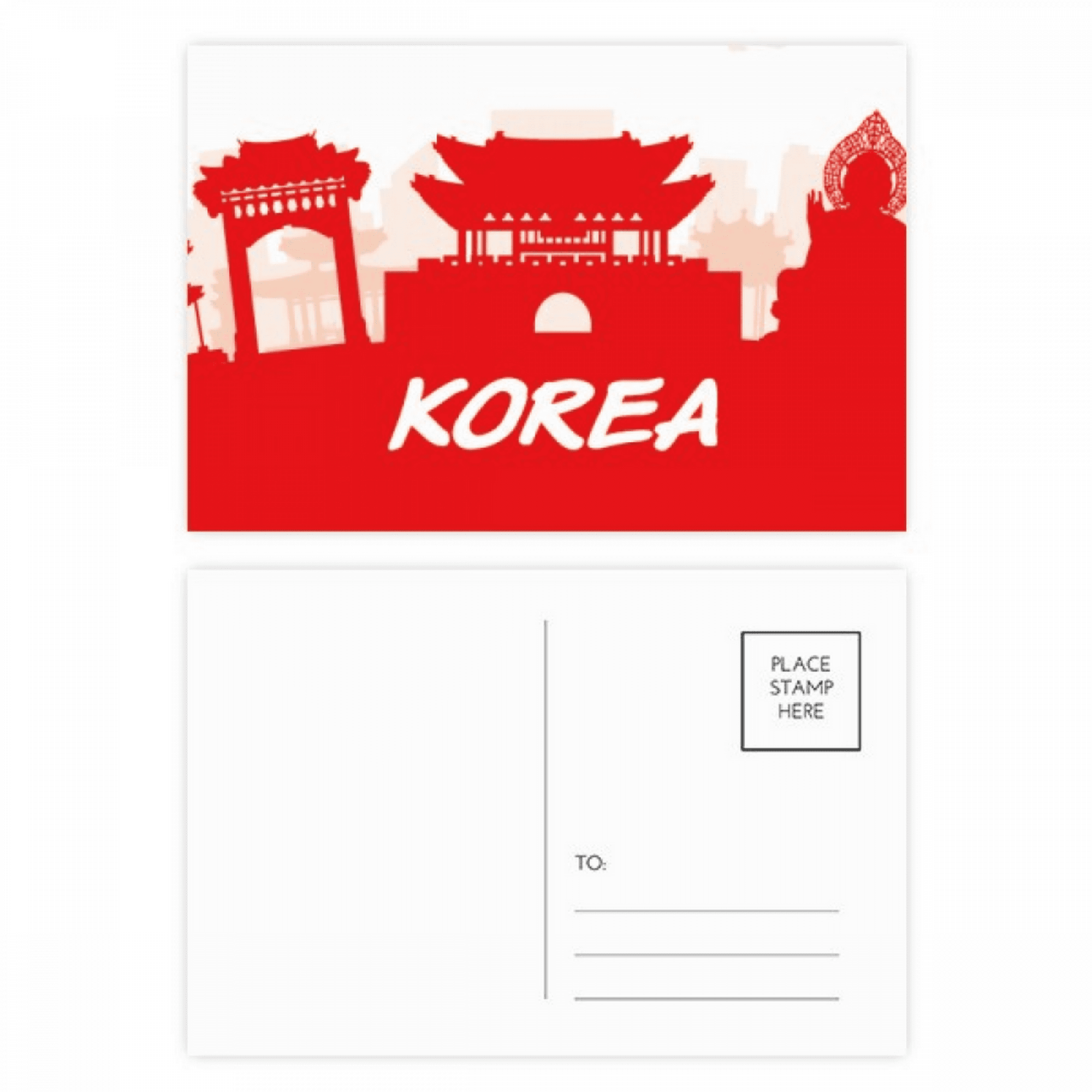 Rojo silueta histórica Corea Set cumpleaños gracias tarjeta postal ...