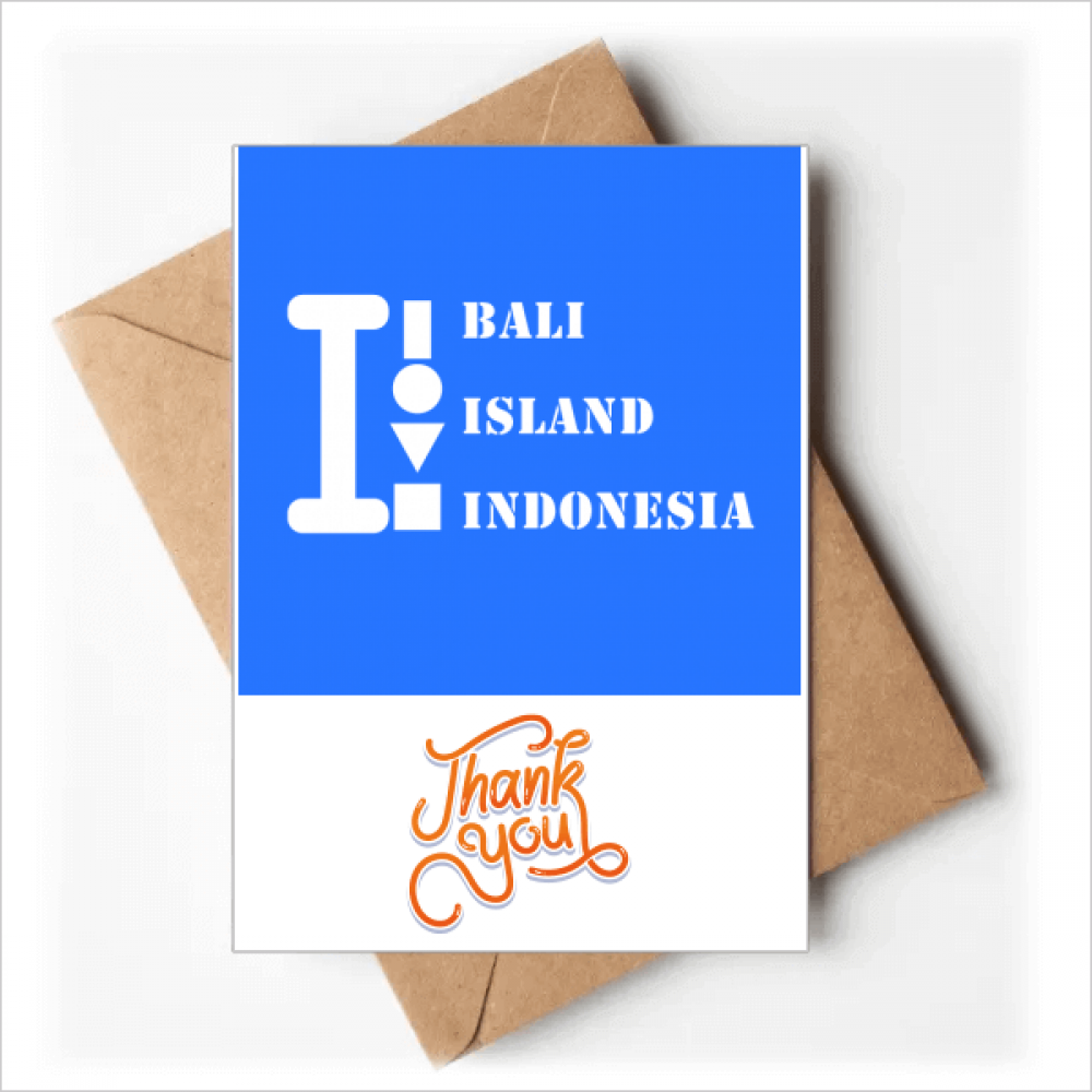 La isla de Bali Indonesia Nota en blanco del sobre de la tarjeta de ...