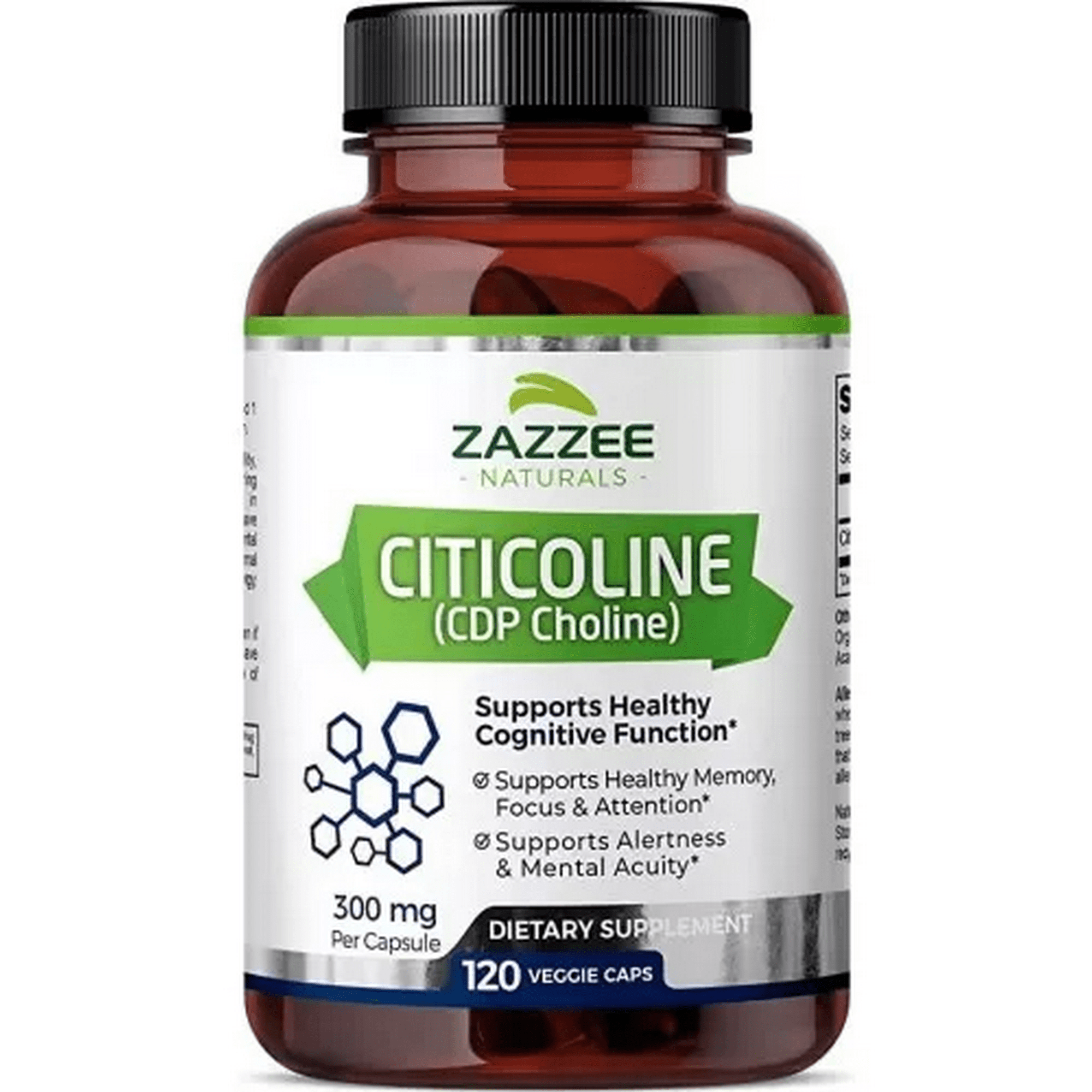 Zazzee Naturals Citicoline (CDP Choline) | 300 Mg Per Capsule | 120 ...