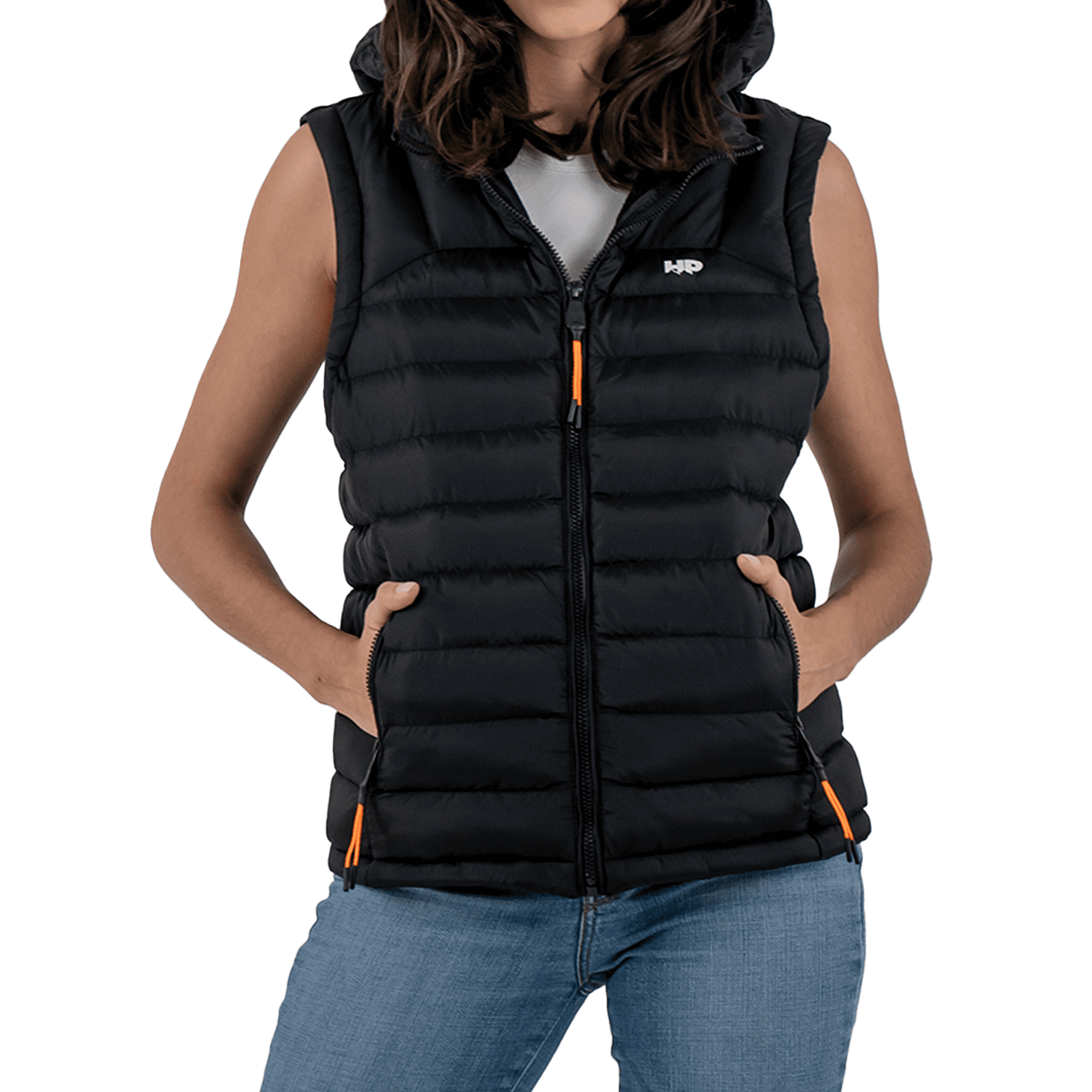 Chaleco Acolchado de Mujer con Forro Afelpado y Gorro Desmontable Casual Ligero con Bolsillos ...