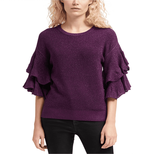 DKNY suéter de manga con volantes para mujer, morado, mediano DKNY Pull ...