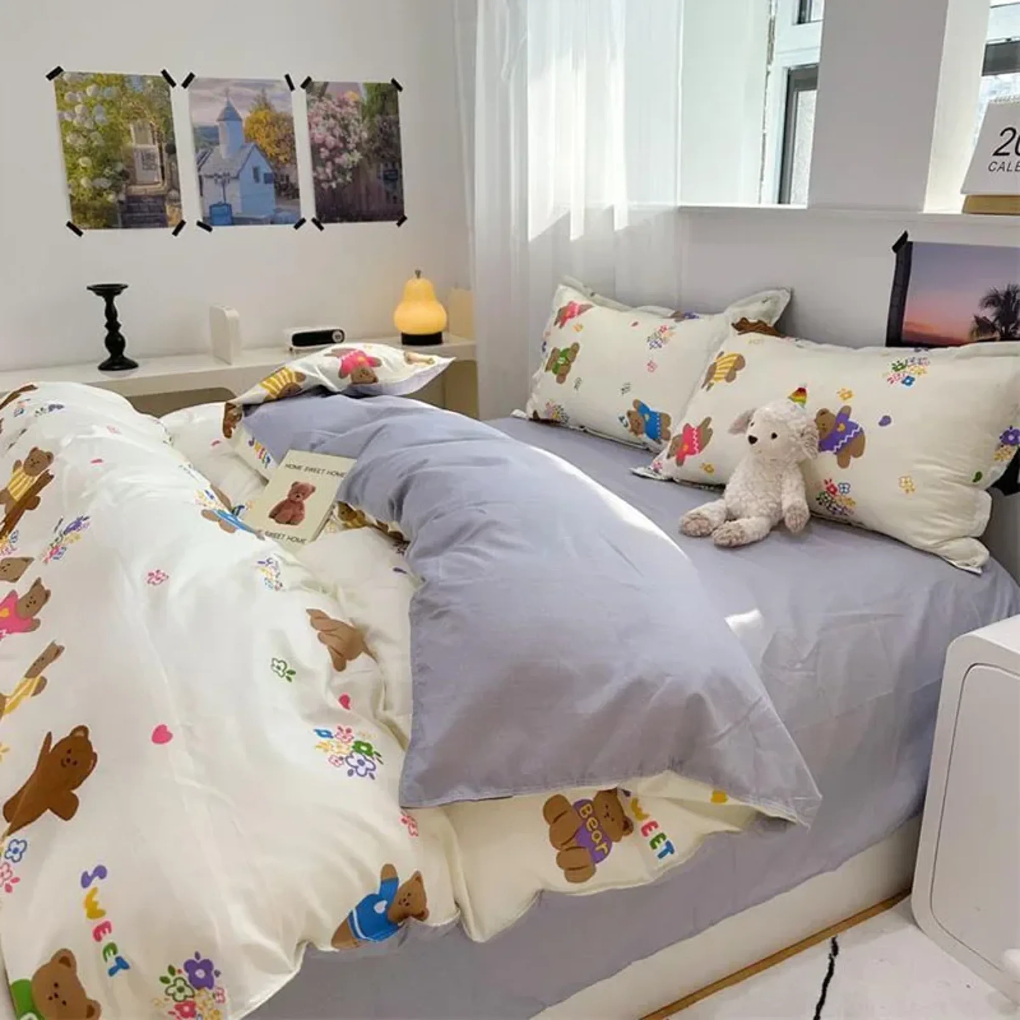 Sanrio Kuromi Hello Kitty-edredón de cama, juego de cuatro piezas ...