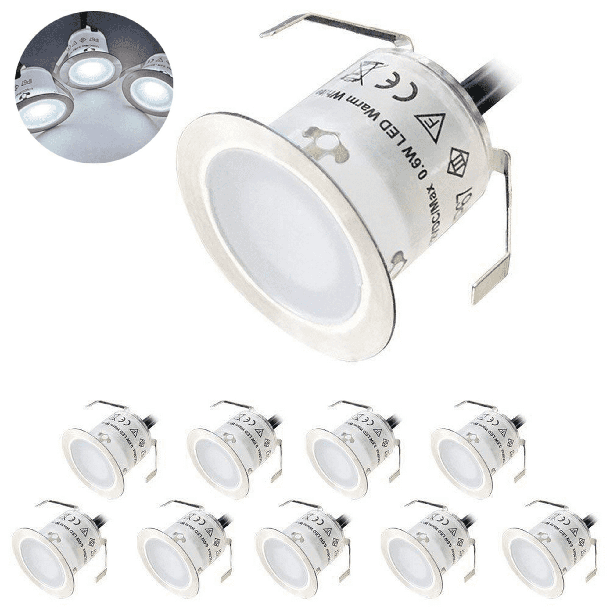 Paquete de 10 mini focos LED empotrables para exteriores IP67 ...