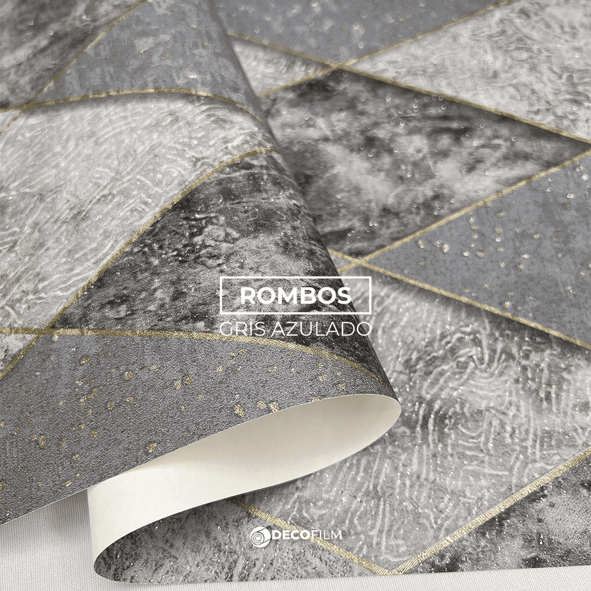 ROMBOS GRIS AZULADO 2 ROLLOS Papel tapiz 0.53m X 9.5m, 10m2, incluye ...