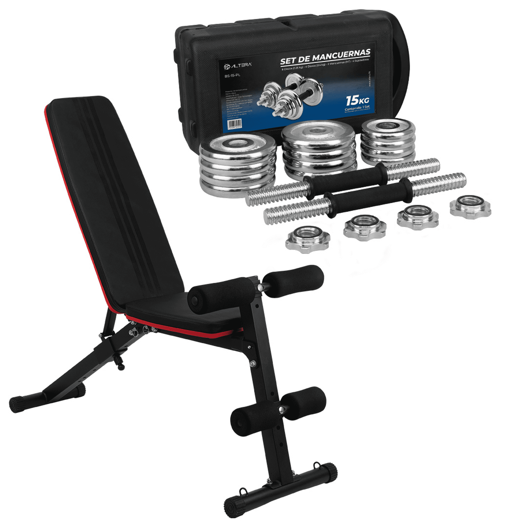 Kit Banco BM-004 con maletin de pesas 15 kg Altera BM-004X15KG | Walmart en línea